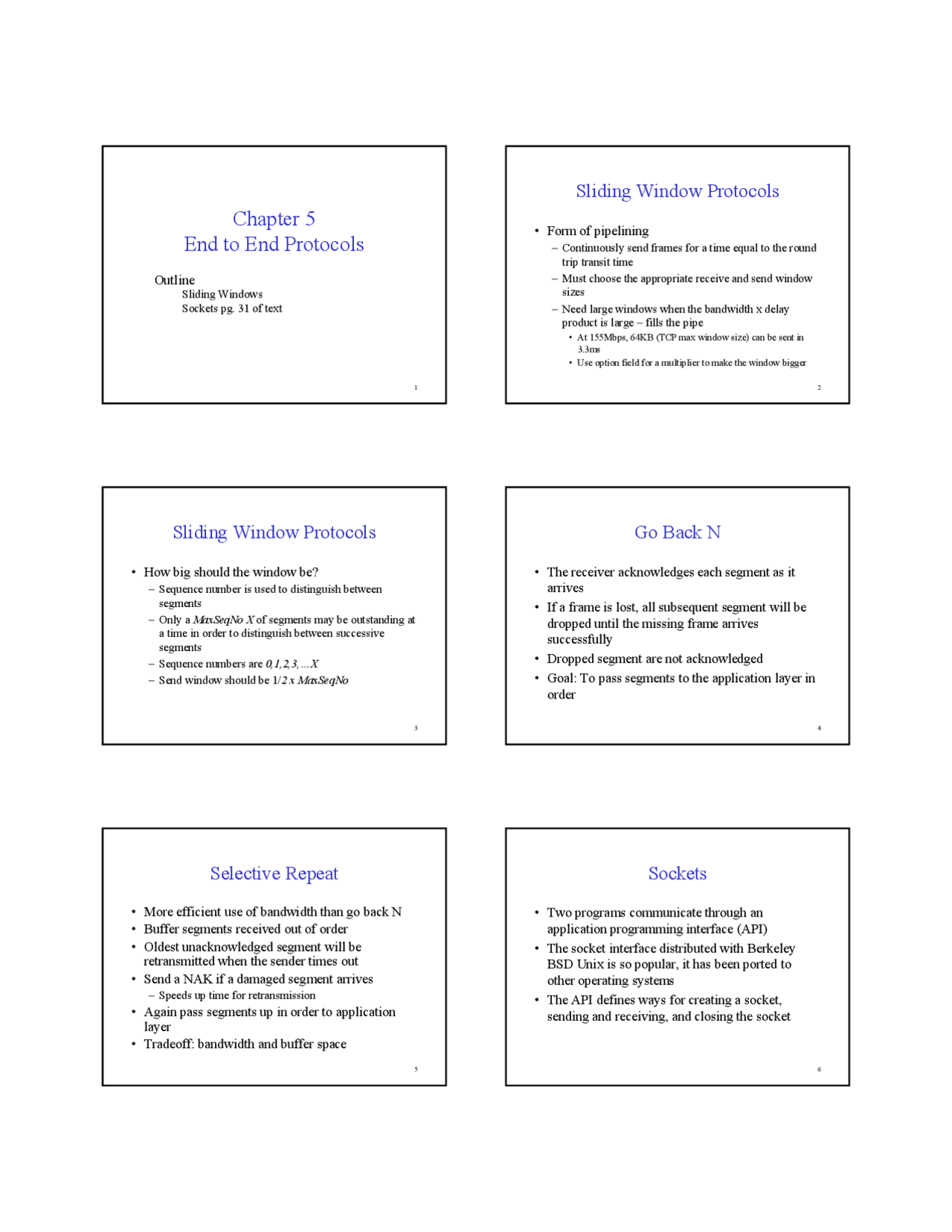 Sliding Window Protocols In Computer Networks Lecture Slides Cs