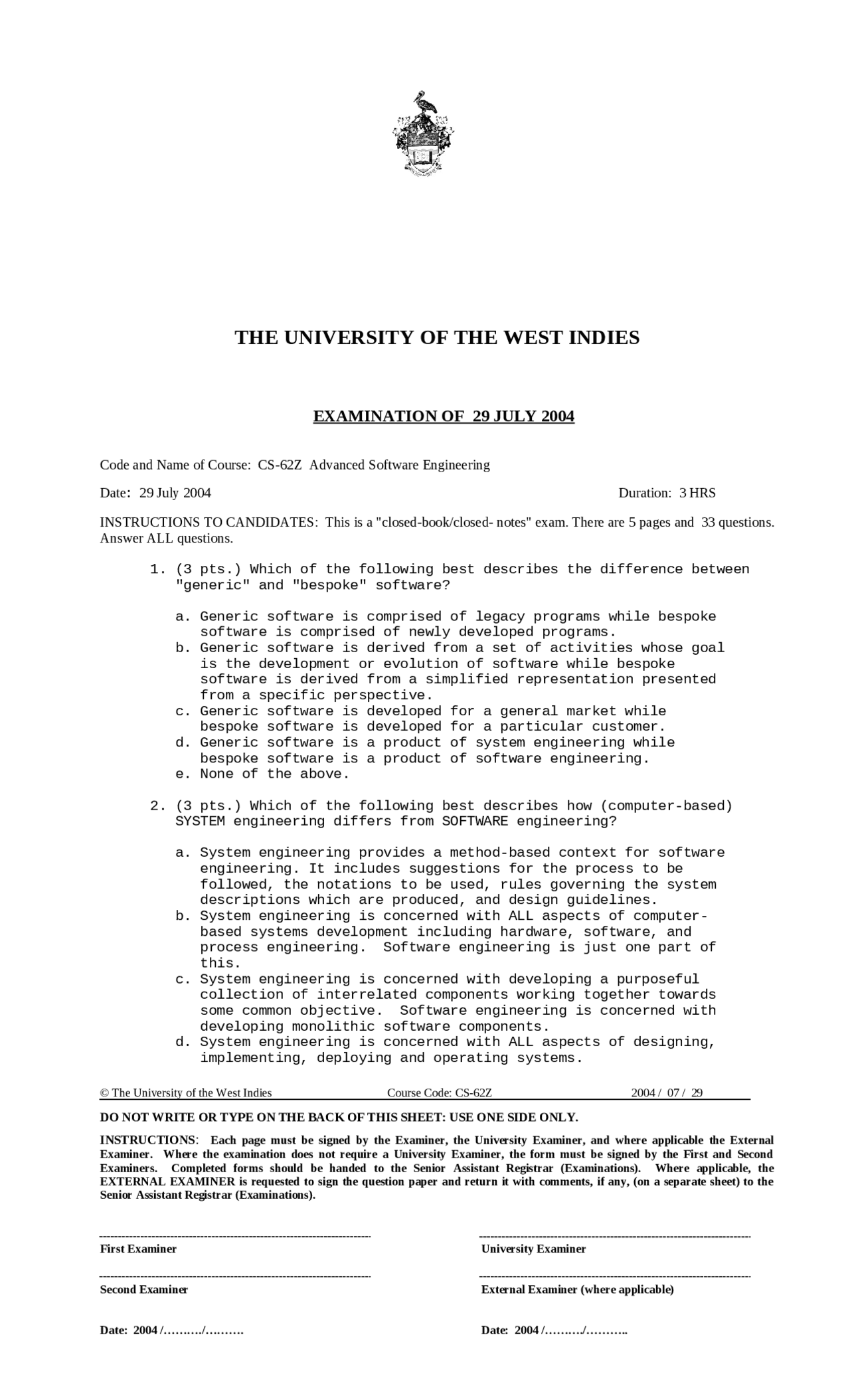 33 Questions Of Advanced Software Engineering Final Exam Cen 5035