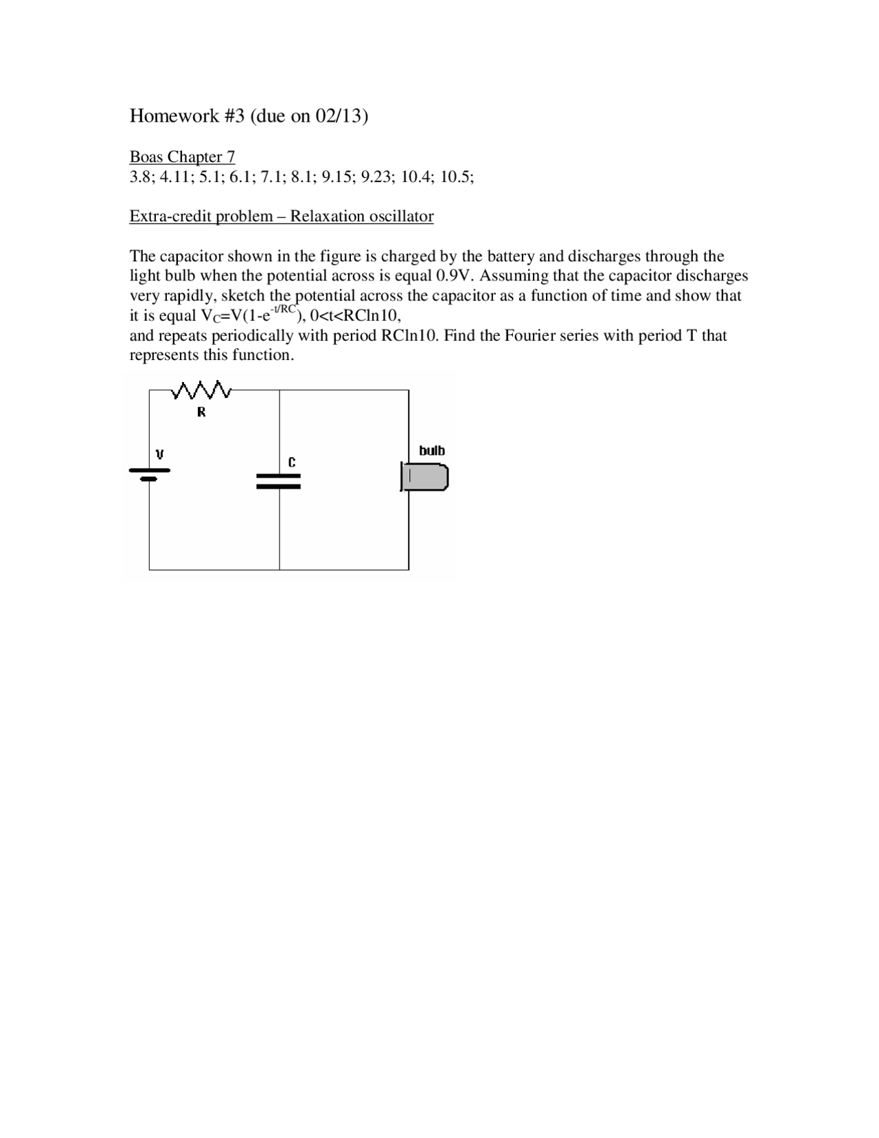 Introduction To Mathematical Physics Homework 3 Phys 475 Docsity
