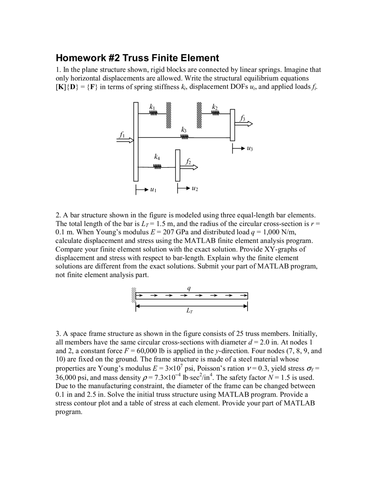 Truss Finite Element Homework 2 Eml 5526 Docsity