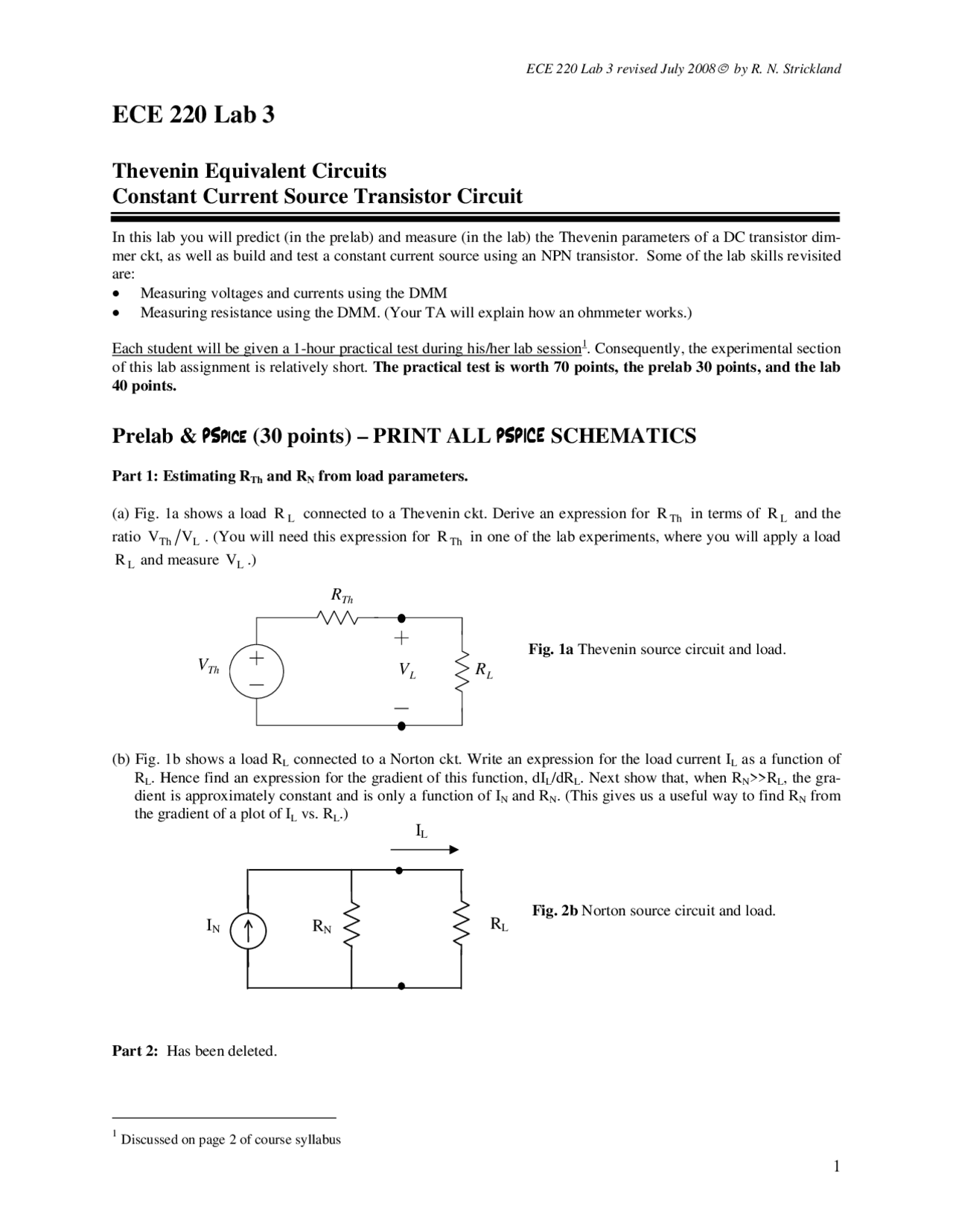 Thevenin Equivalent Circuits Basic Circuits Lab Work Ece 220