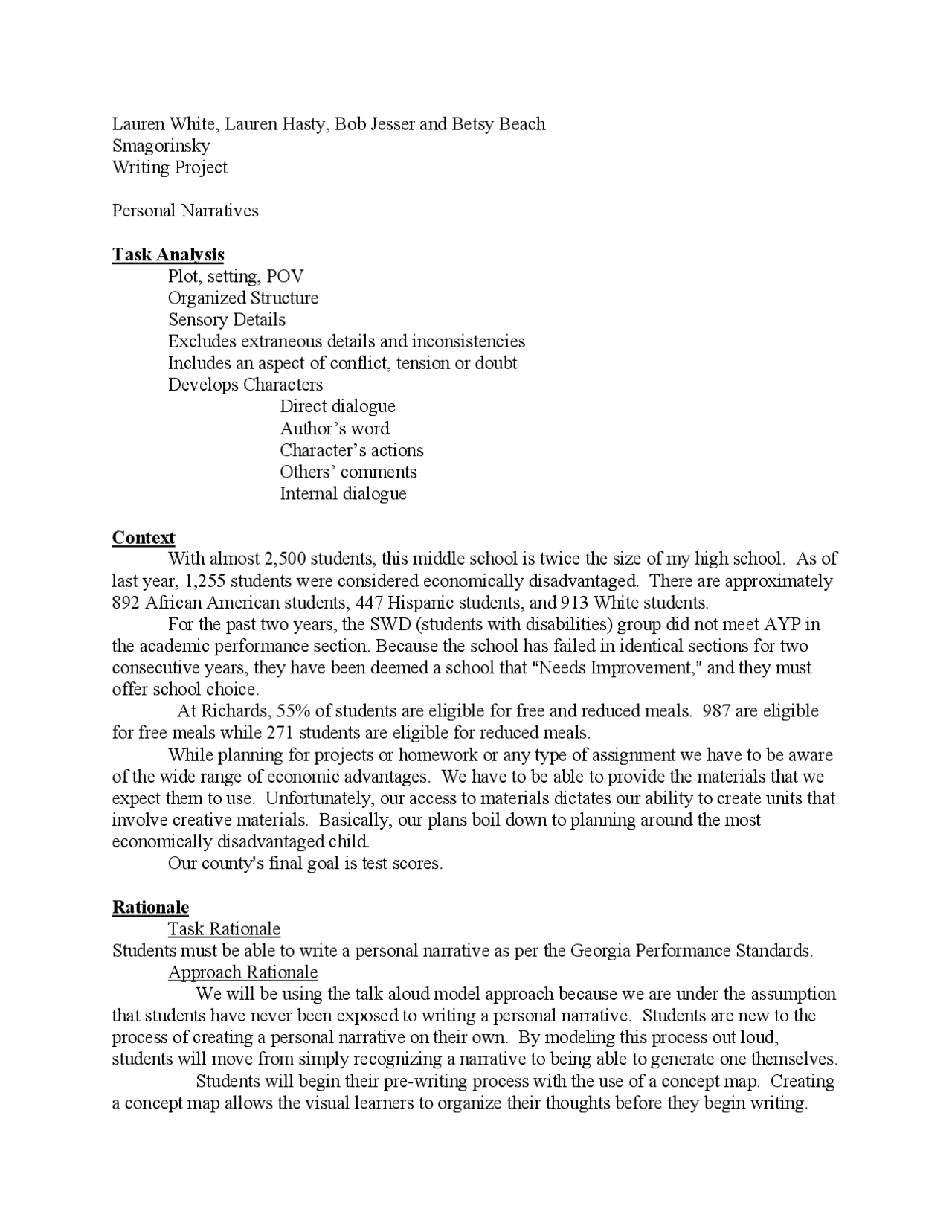 Personal Narrative Writing Project: Teaching Students to Create ...