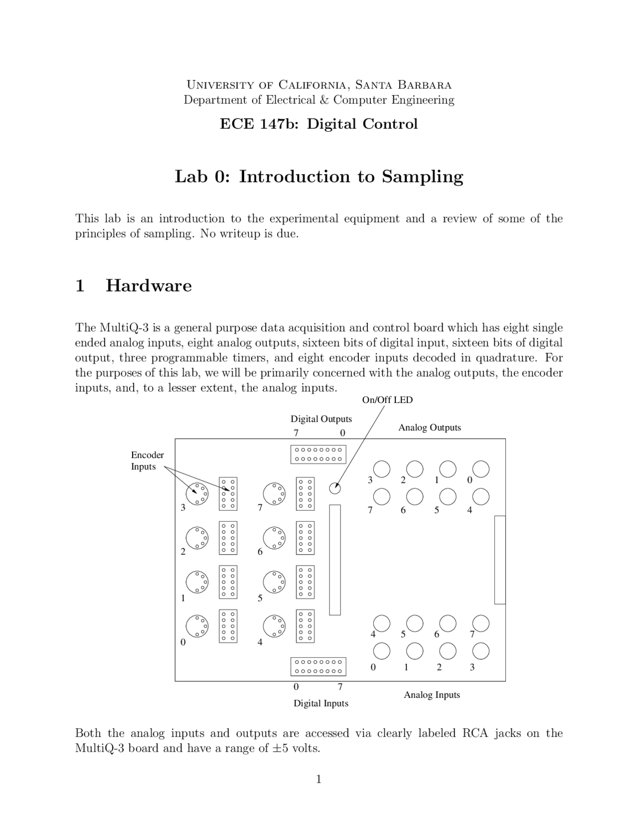 Introduction To Sampling Digital Control Ece 147b Docsity