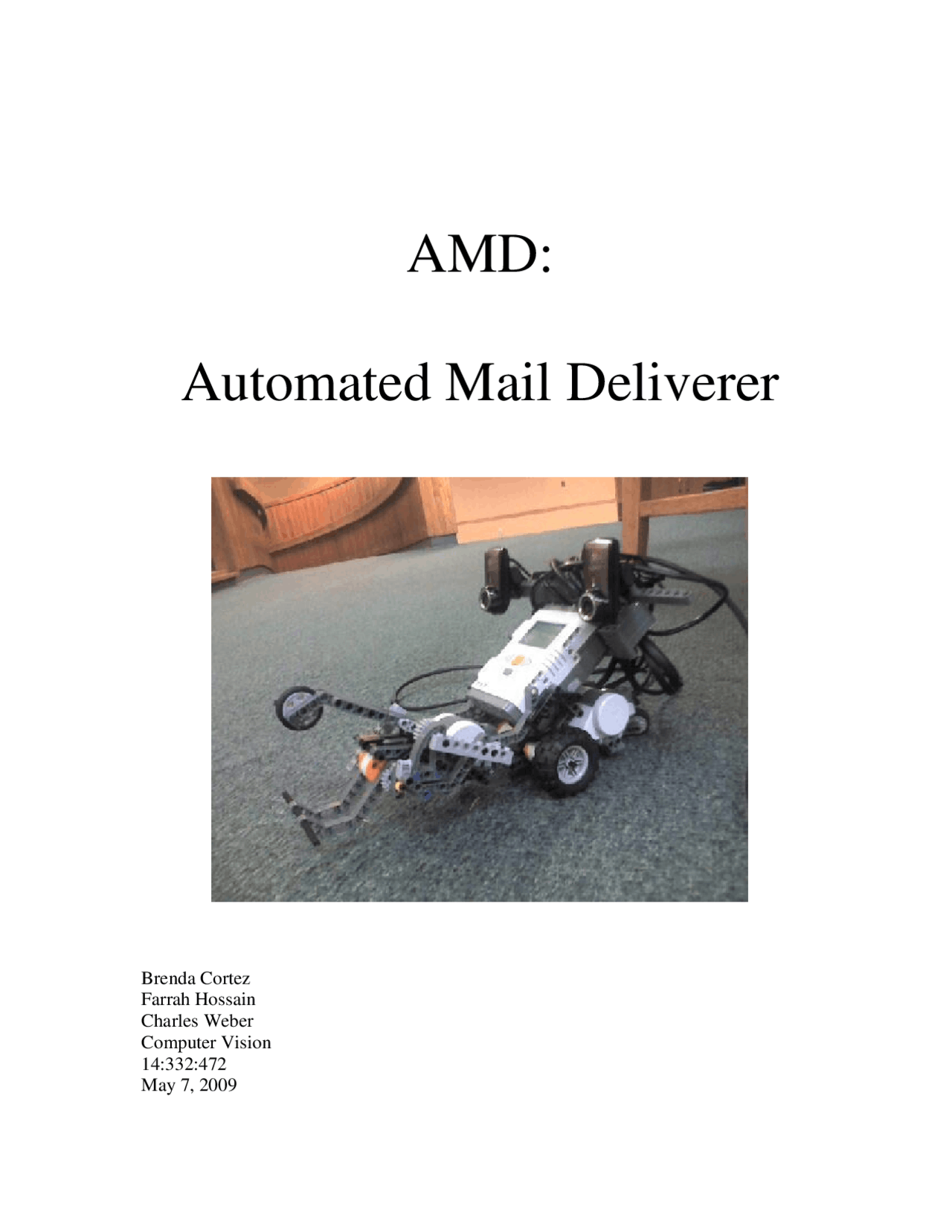 Automated Mail Deliverer - Project | 332 472 - Docsity