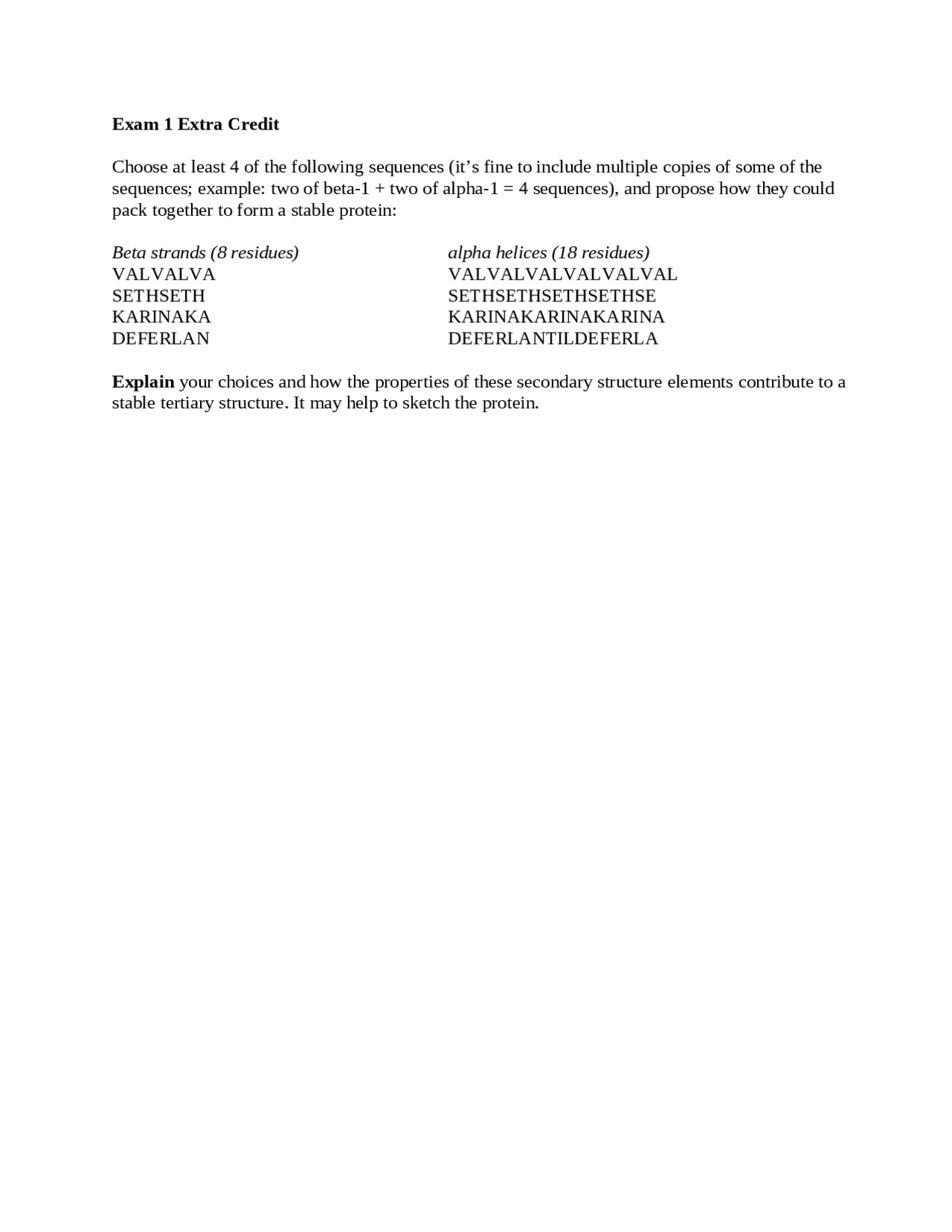 Practice Exam 1 Biochemistry For Chemists Chem 490 Docsity