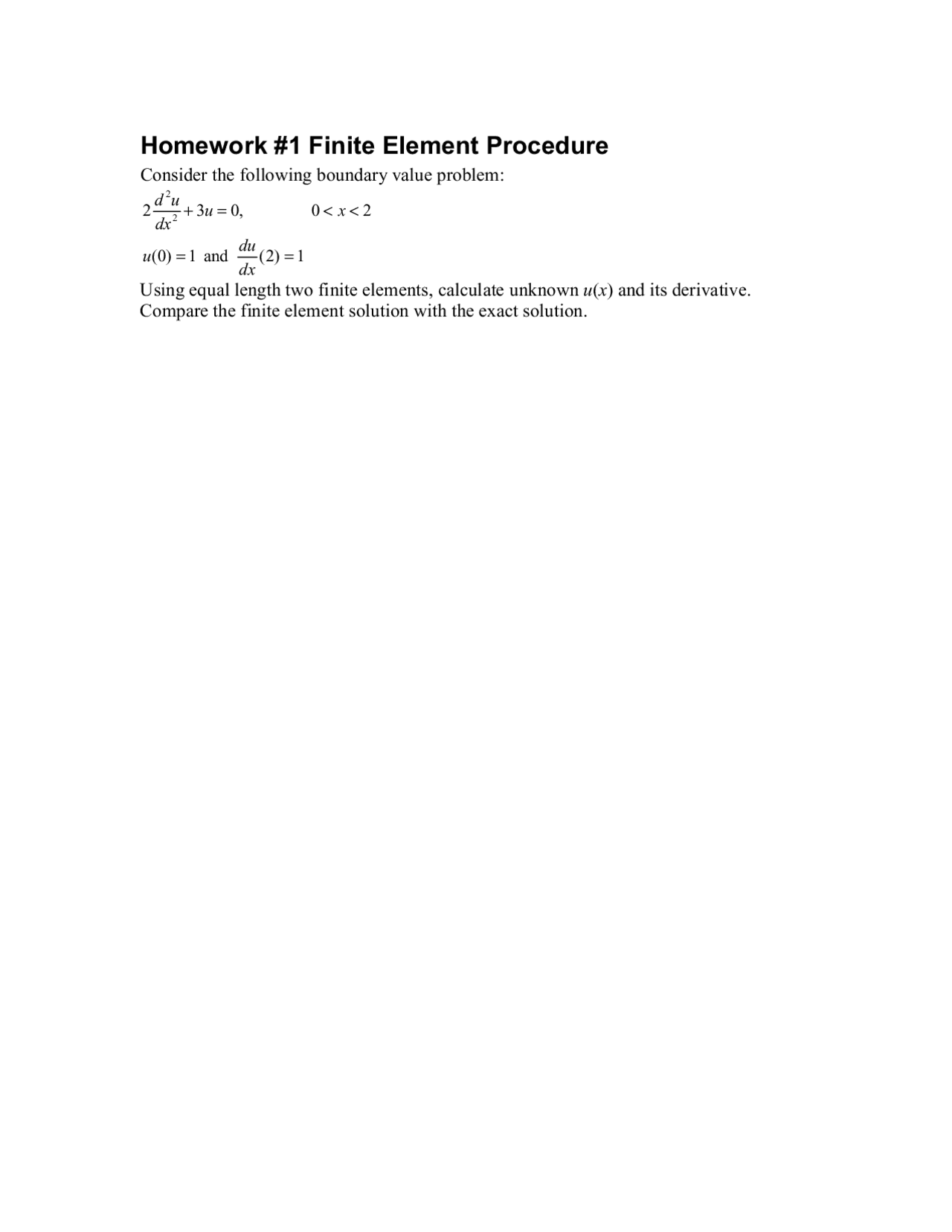 Homework 1 Finite Elements Procedure Eml 5526 Docsity