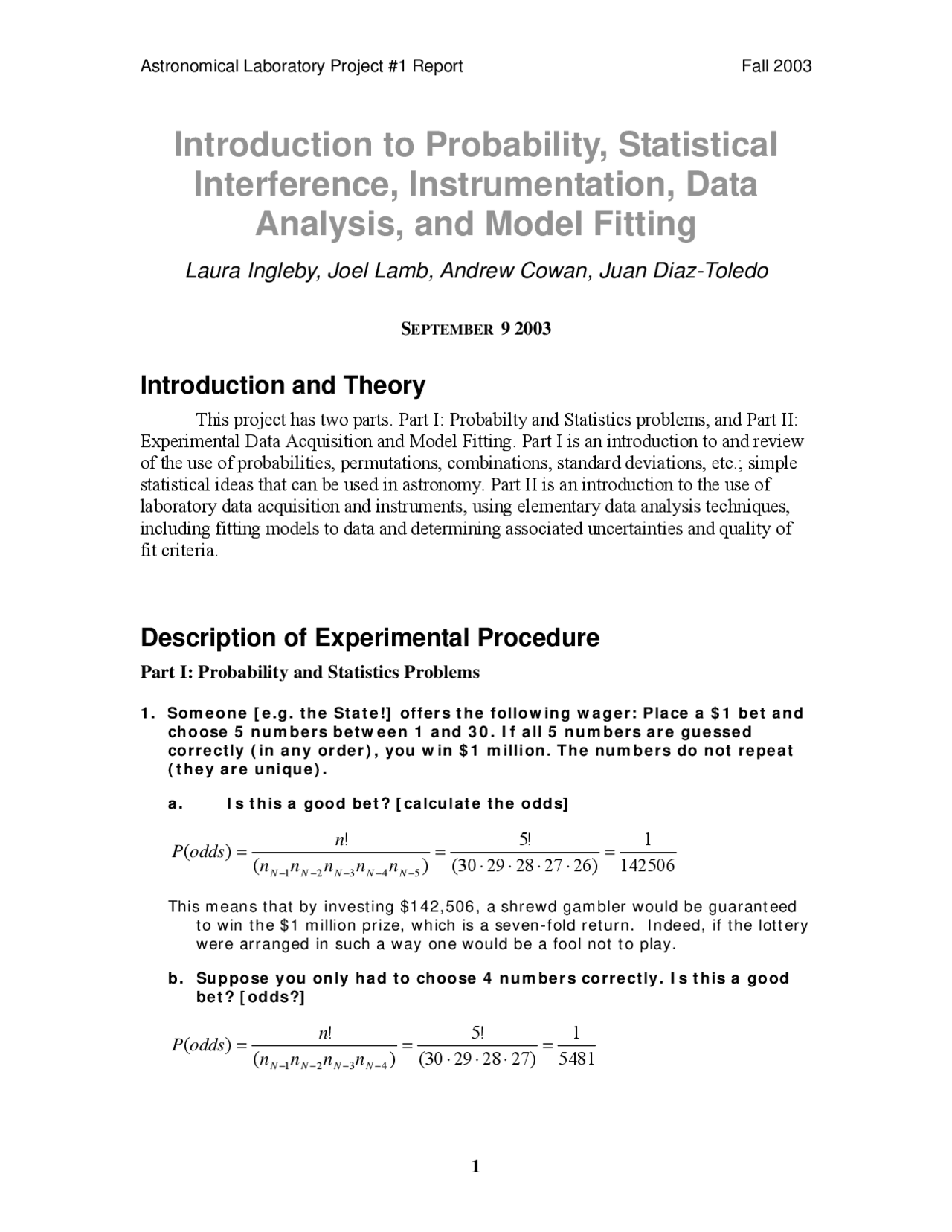 Astronomical Laboratory Project 1 Report 000 000 Docsity