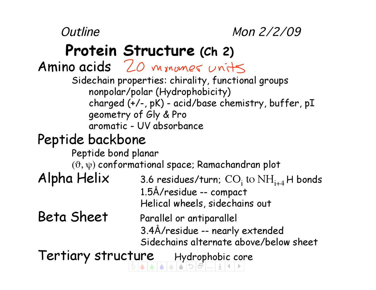 Protein Structure Lecture Notes Chem 490 Docsity