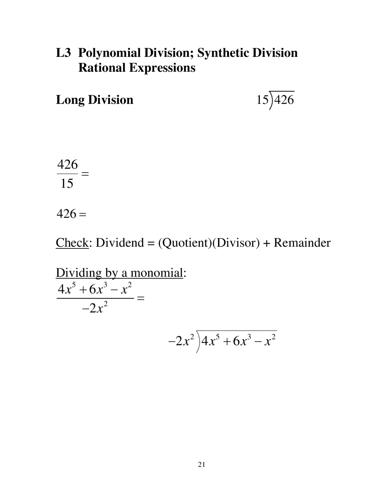 L3 Polynomial Division Docsity L3 Polynomial Division Docsity