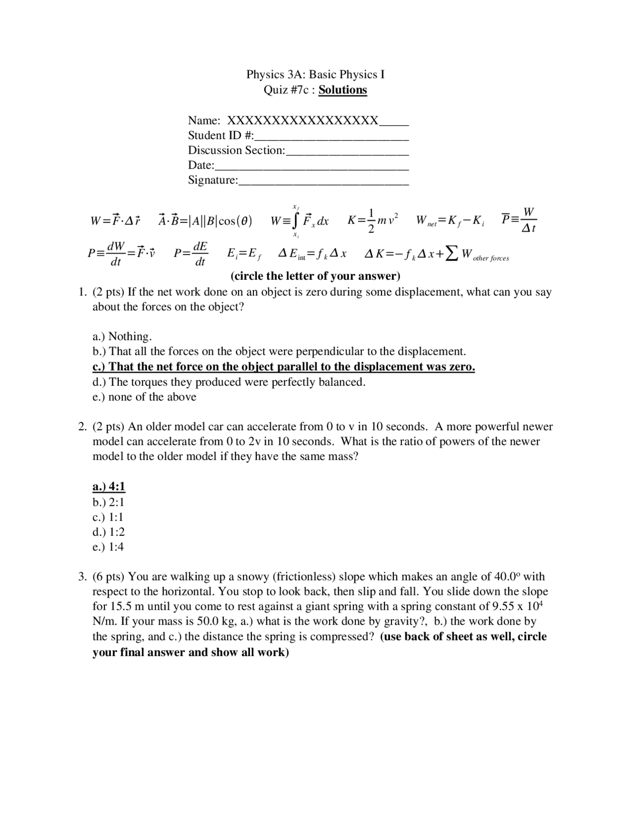 Quiz 7c with Solution - Basic Physics I | Physics 3 | Quizzes Physique ...