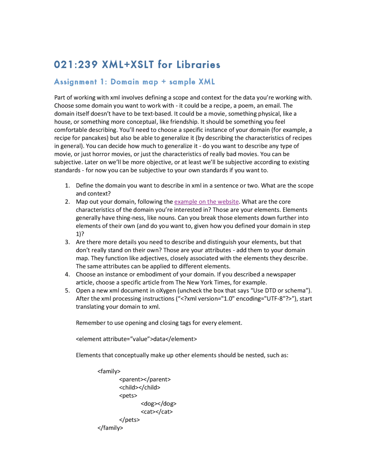 Domain Map Plus Sample Xml Assignment 1 021 239 Docsity