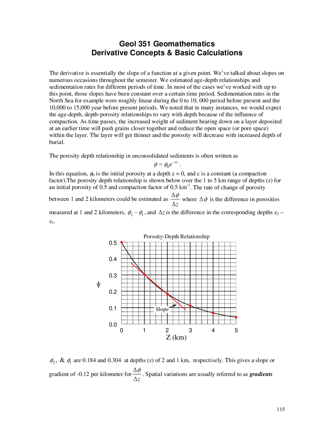 Geomathematics Derivative Concepts And Basic Calculations Geol 351