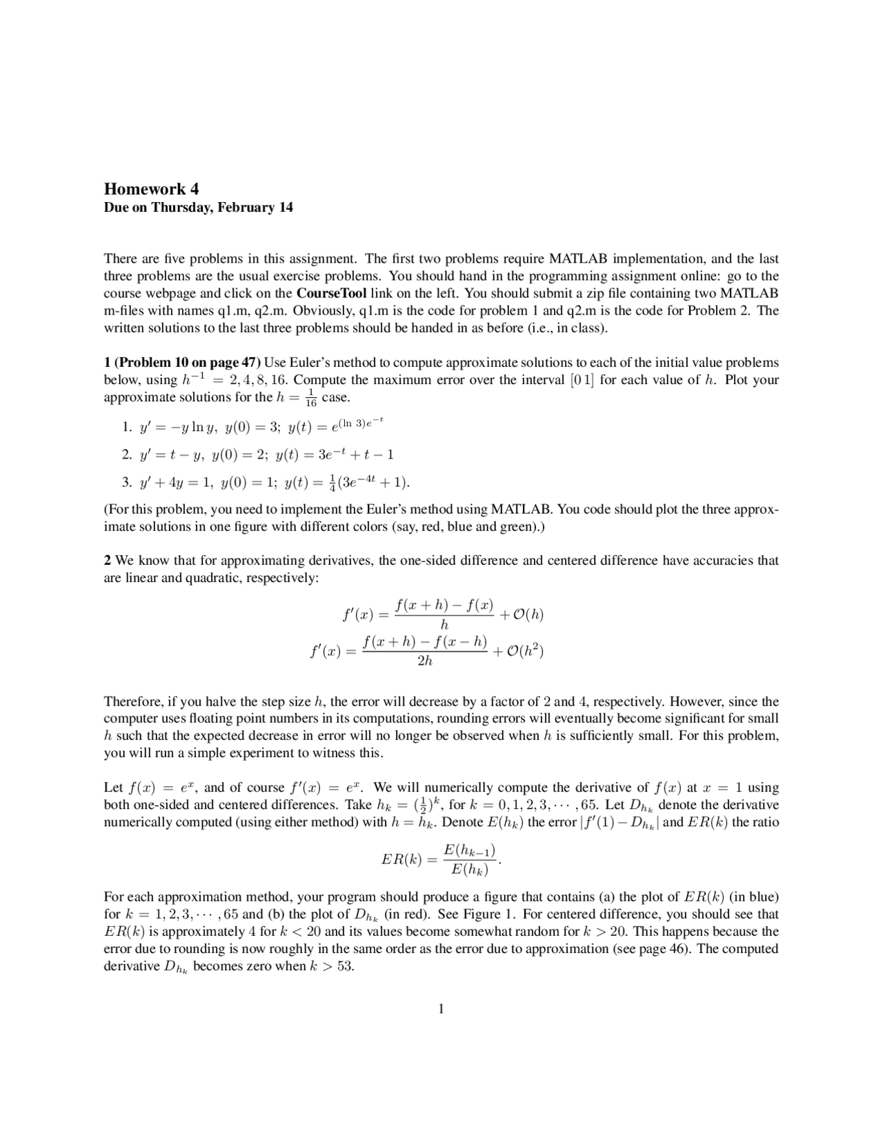 Practice Homework 4 Numerical Analysis Computation Cot 4501 Docsity