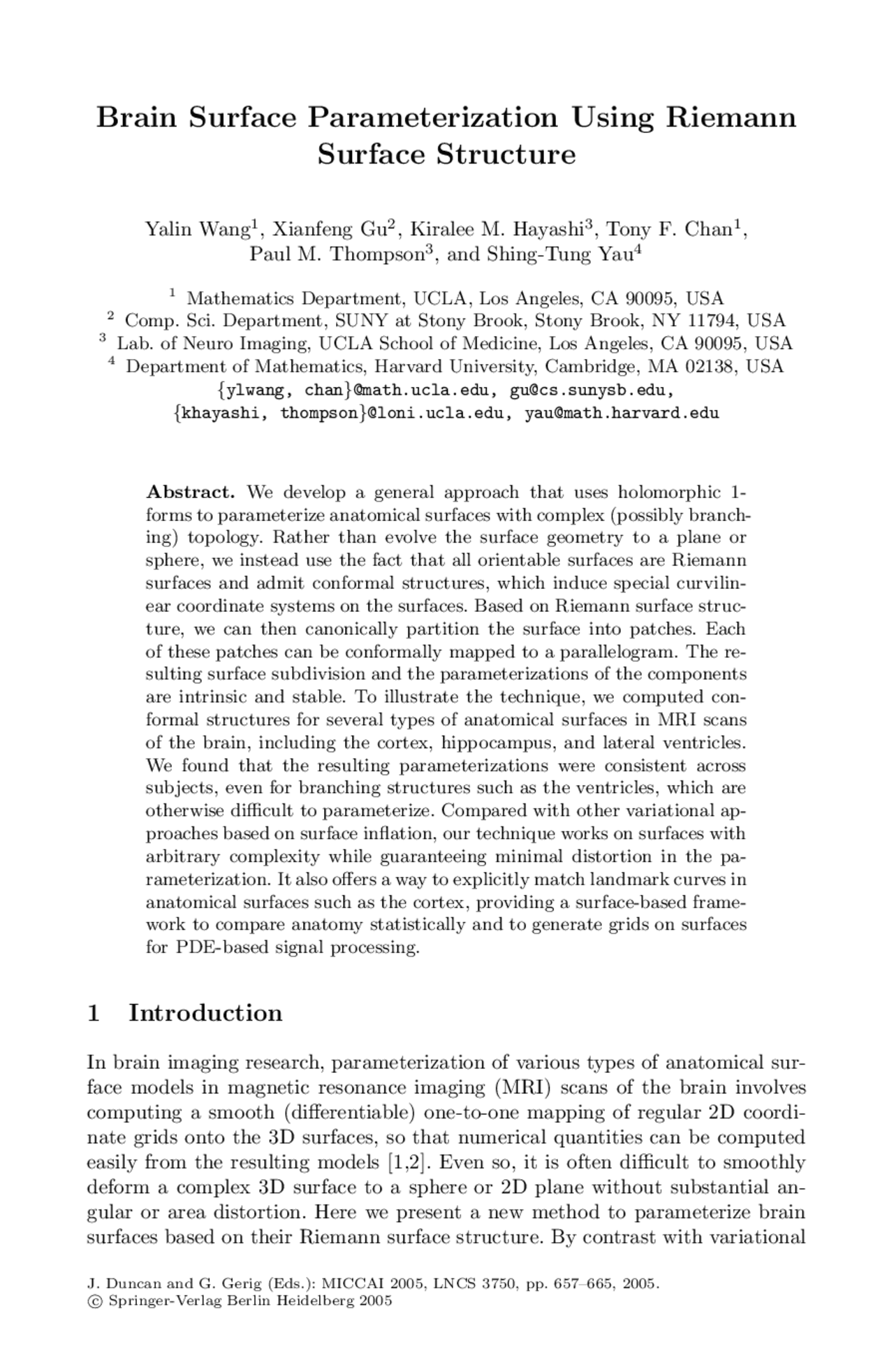 Brain Surface Parameterization Using Riemann Surface Structure Math