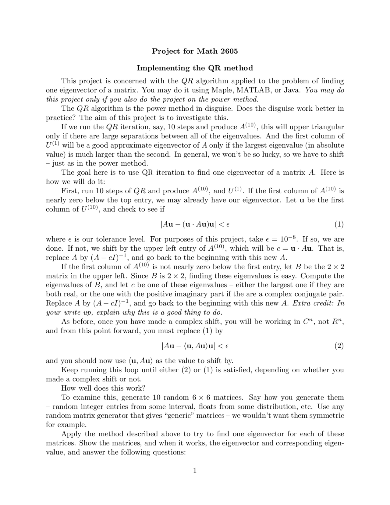 Implementing the QR Method - Calculus III for Computer Science | MATH ...