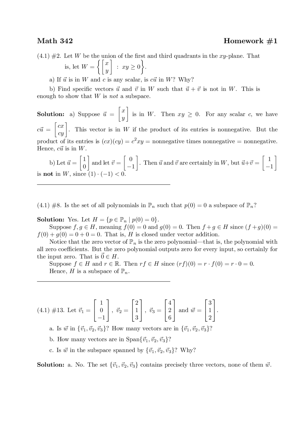 Solved Assignment 1 - Elements Linear Algebra | MATH 342 - Docsity