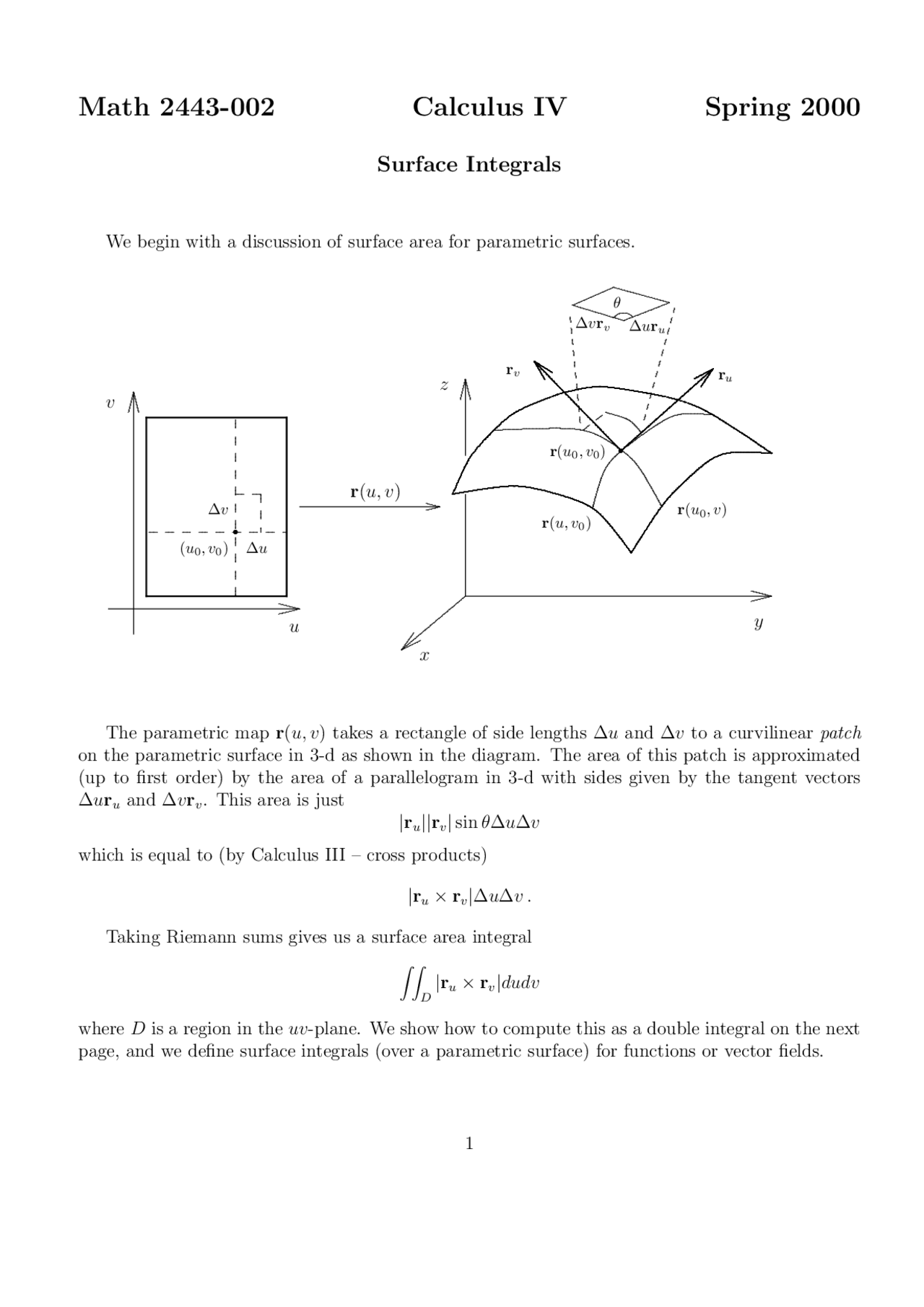 Surface Integral Calculus And Analytic Geometry Iv Notes Math