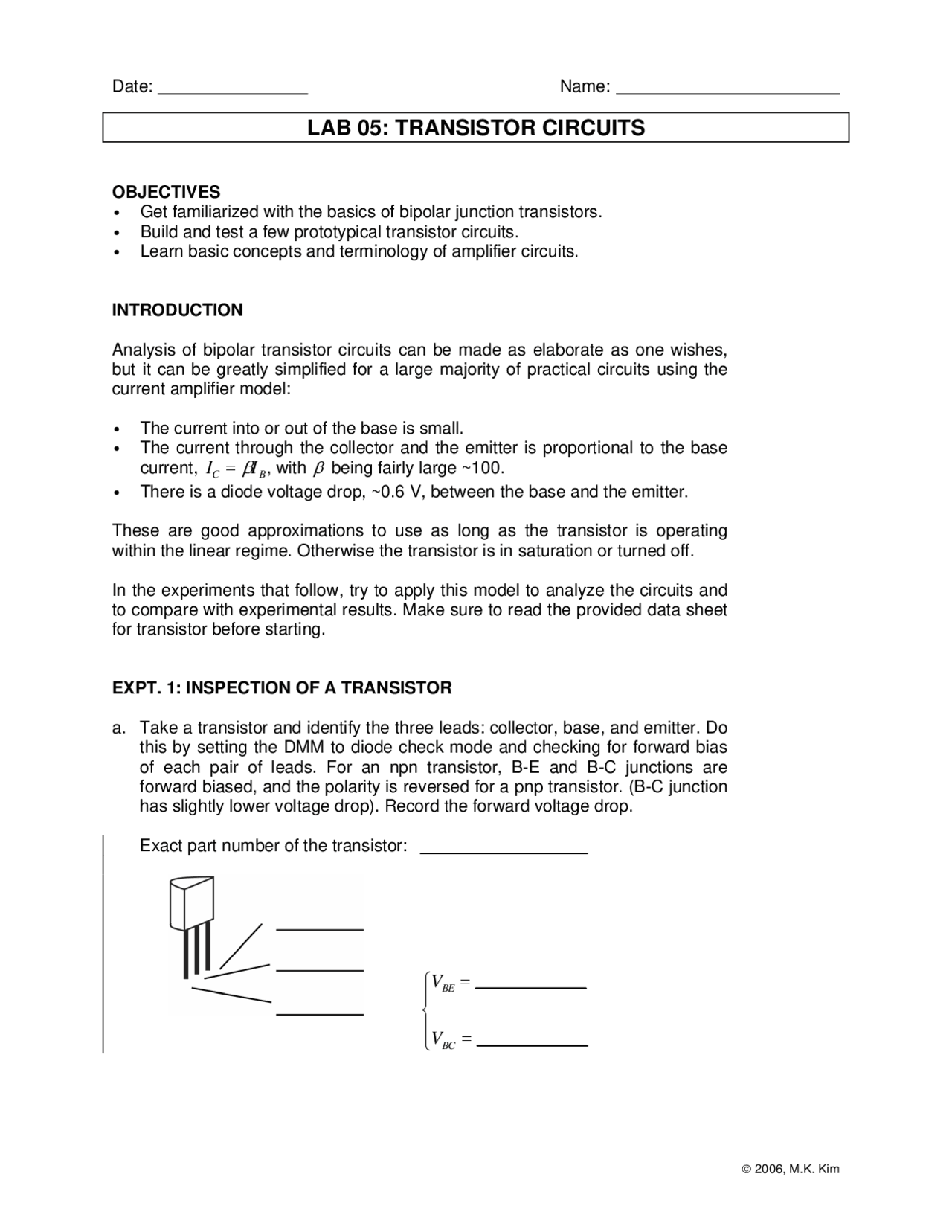 Electronics and Test Instrumentation - Transistor Circuits - Lab 5 ...
