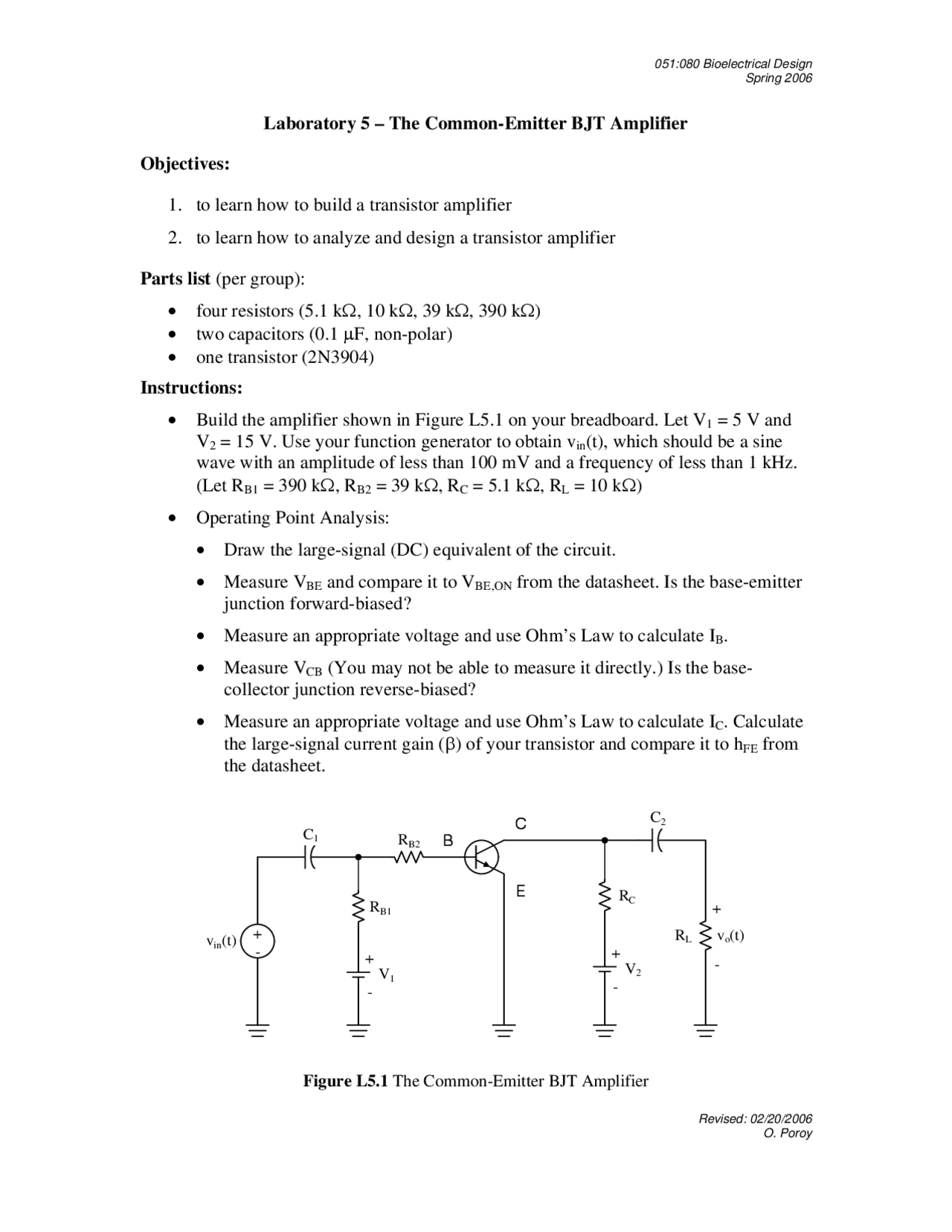 The Common Emitter Bjt Amplifier Laboratory Report 5 051 080 Docsity