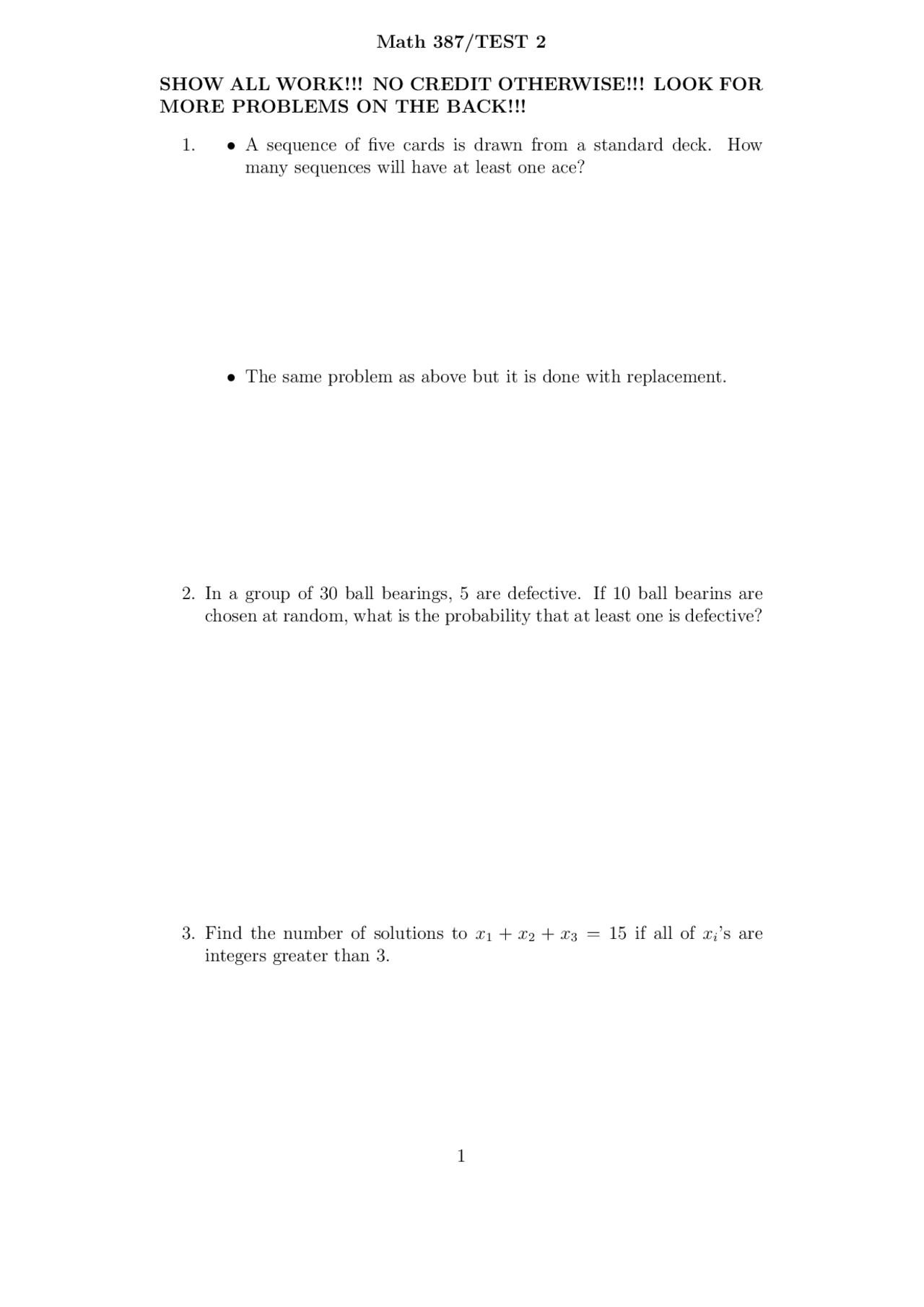 Test 2 for Discrete Mathematics | MATH 387 - Docsity
