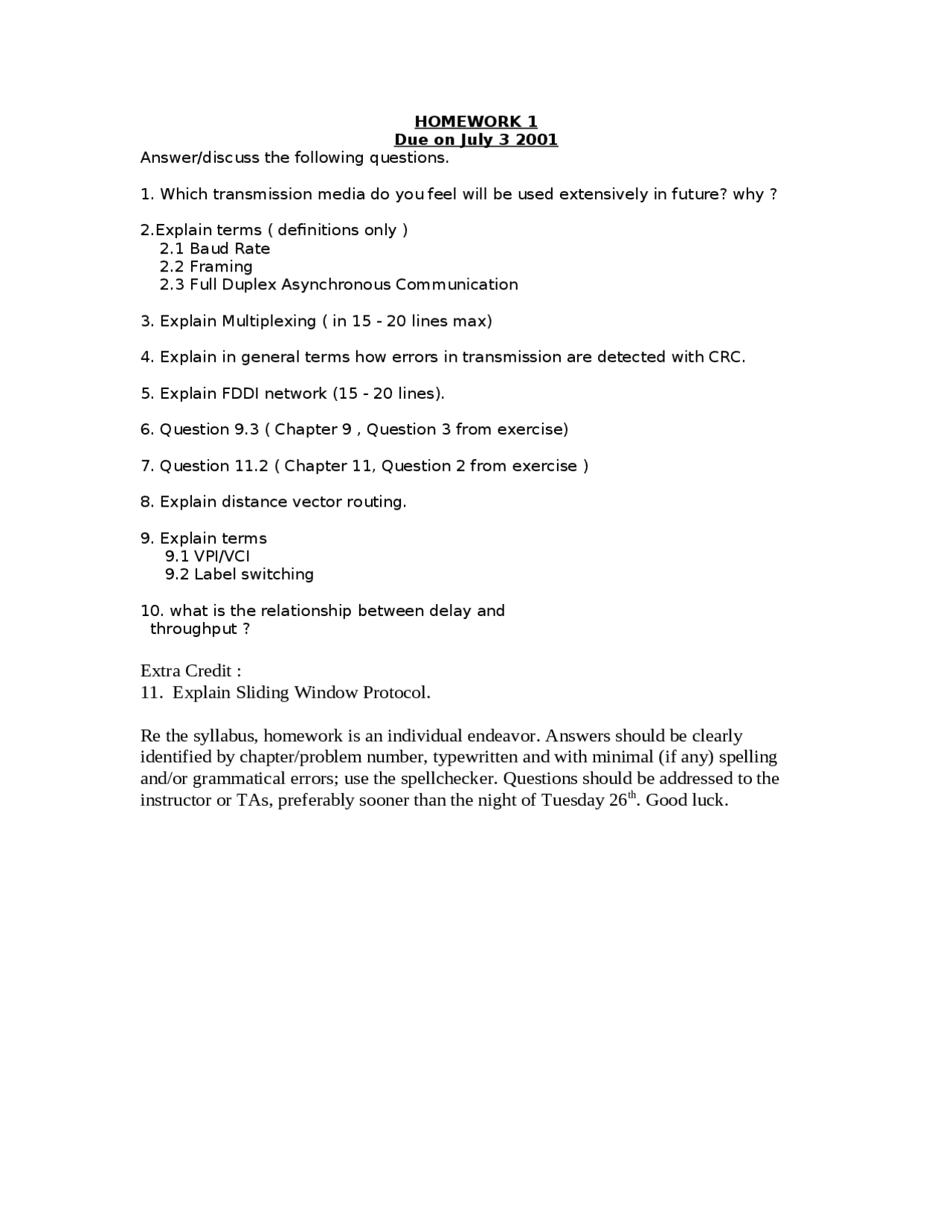 Practice Homework 1 Computer Networks Fundamentals Cen 4500 Docsity