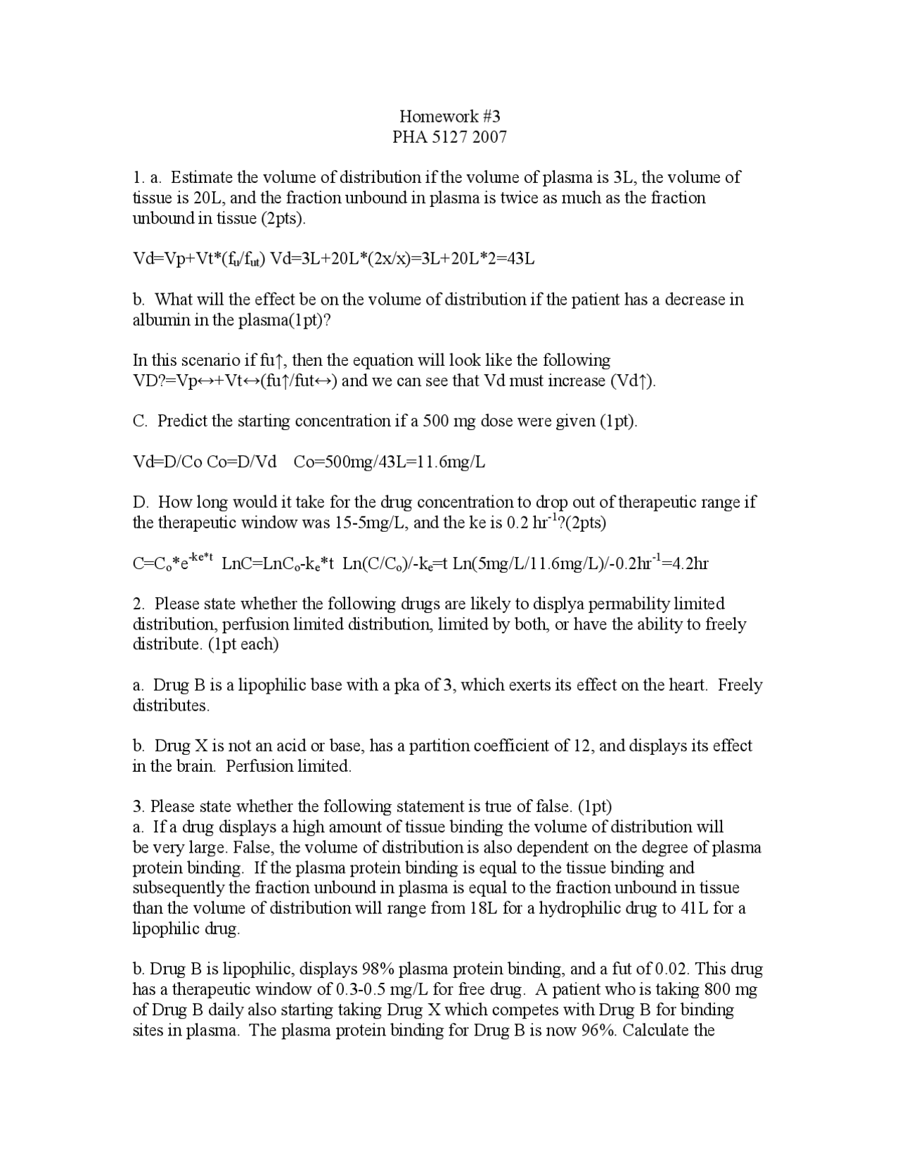 Basic Principles Of Dose Optimization I Assignment 3 Pha 5127 Docsity