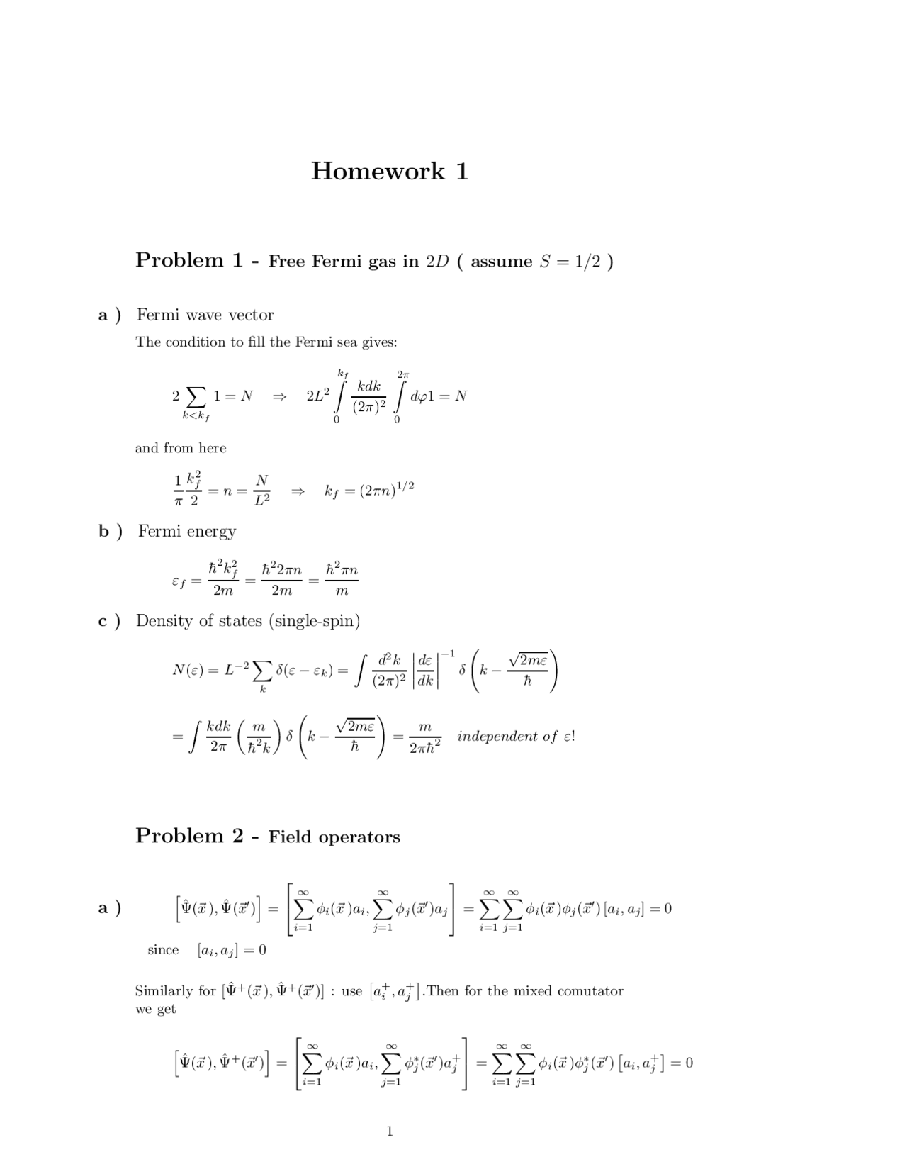 Homework 1 With Solution For Solid State Physics Ii Phz 7427 Docsity