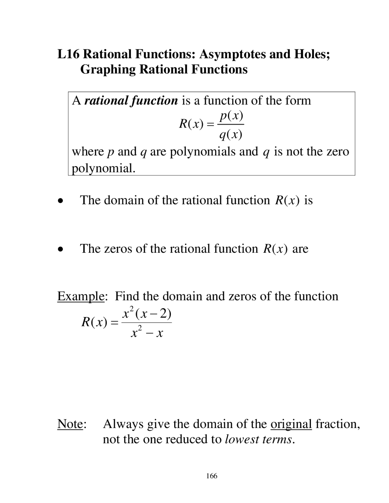 Rational Functions Holes