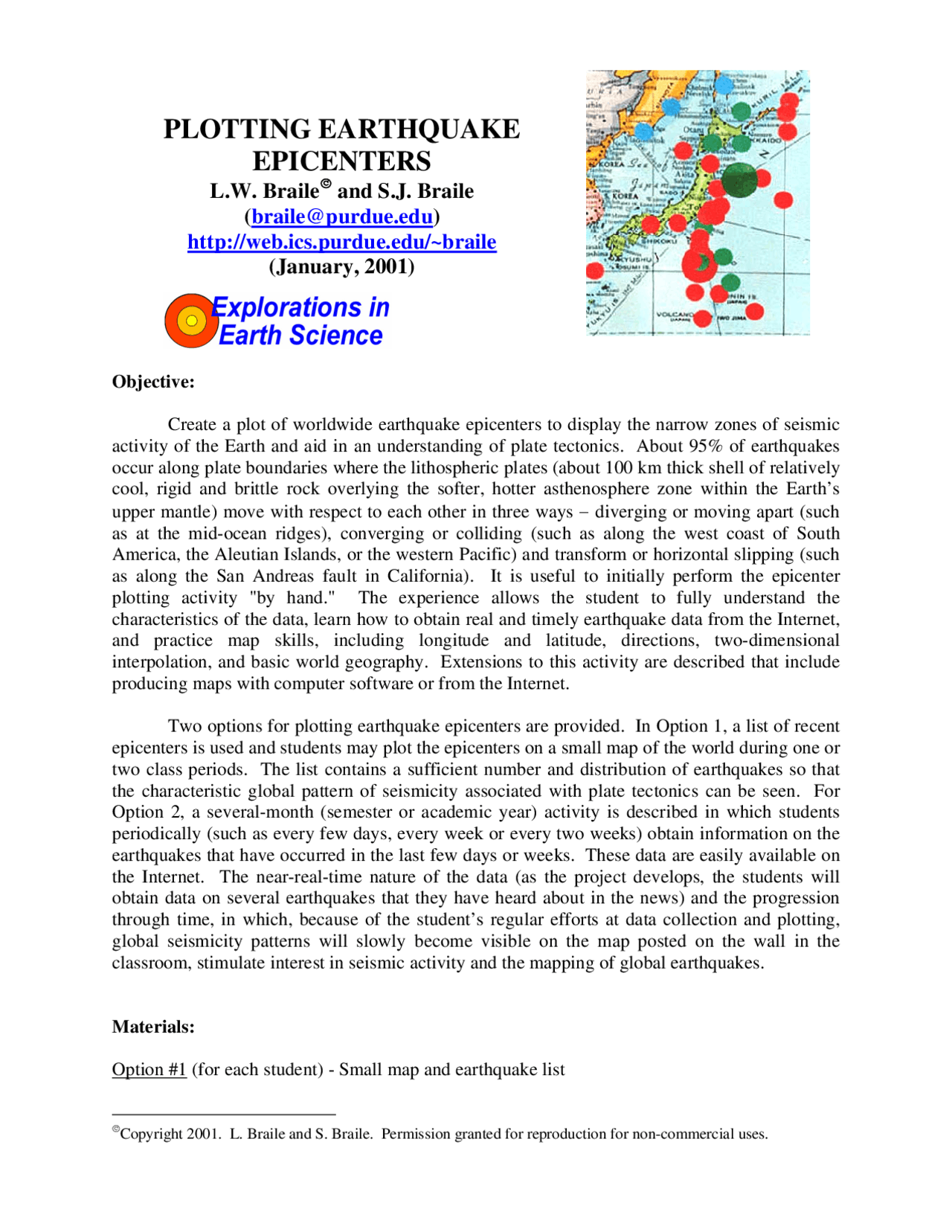 Plotting Earthquake Epicenters Physical Geology Geol G1110 Docsity