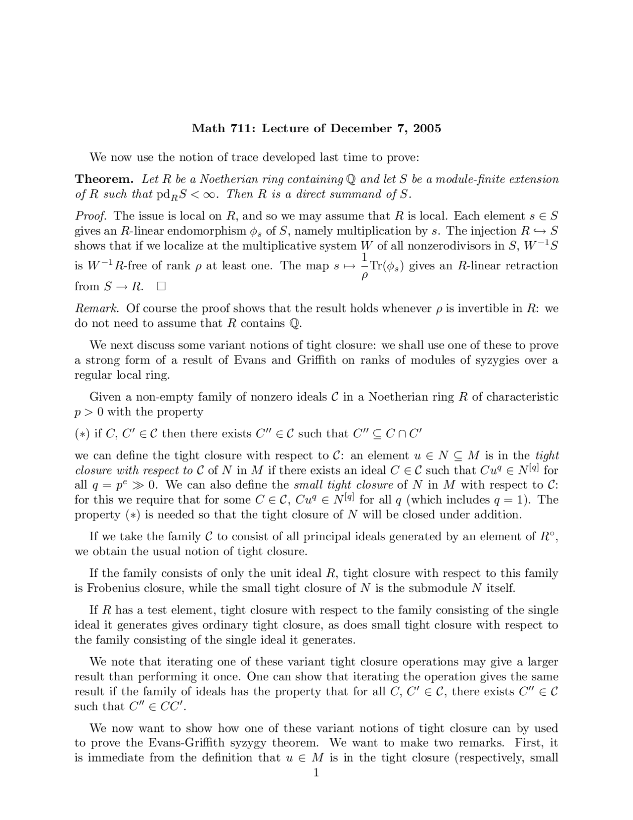 Evans-Griffith - Advanced Algebra - Solved Examples | MATH 711 - Docsity