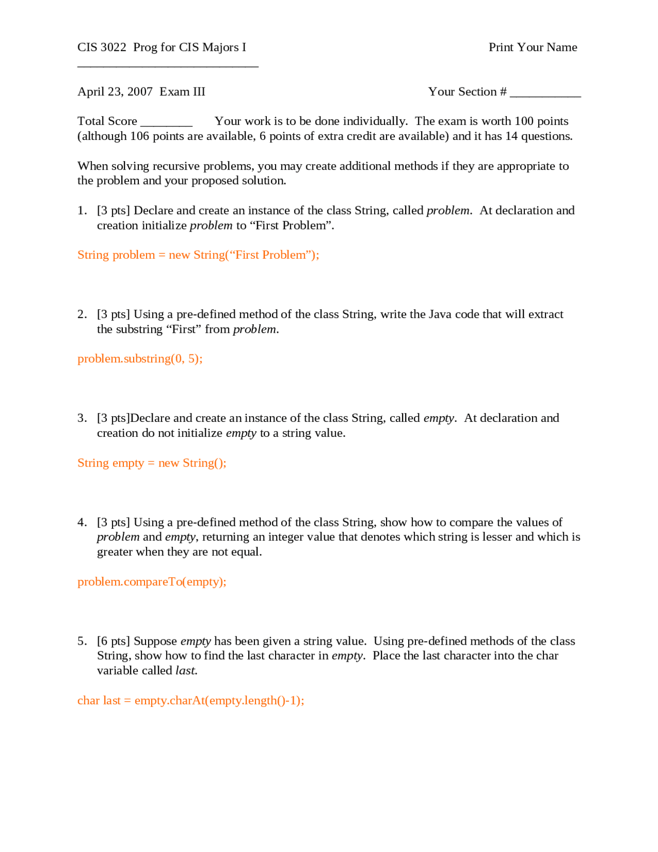 Exam 3 With Solutions Computer Information Systems For Majors I Cis 3022 Docsity