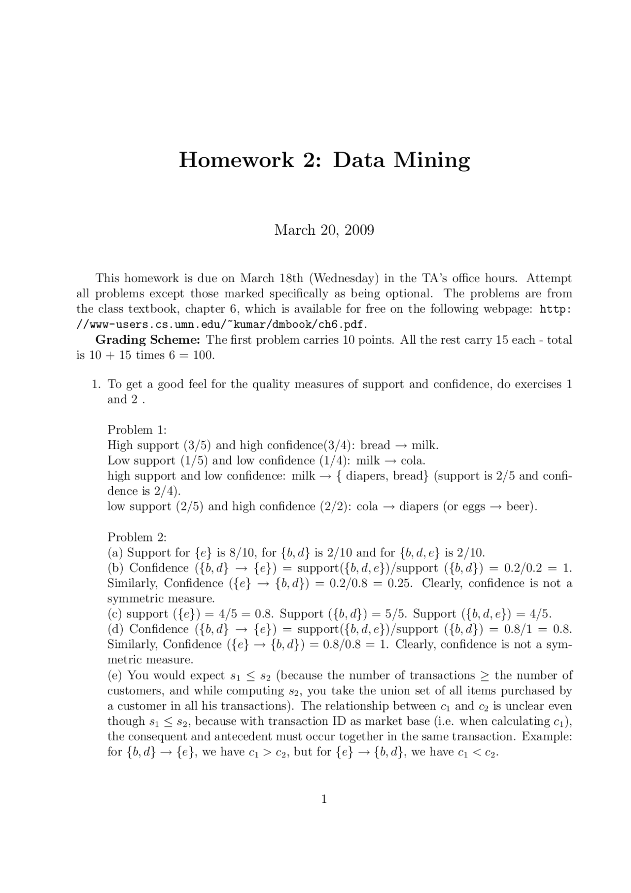 Data Mining Solved Homework Problems Cis 6930 Docsity