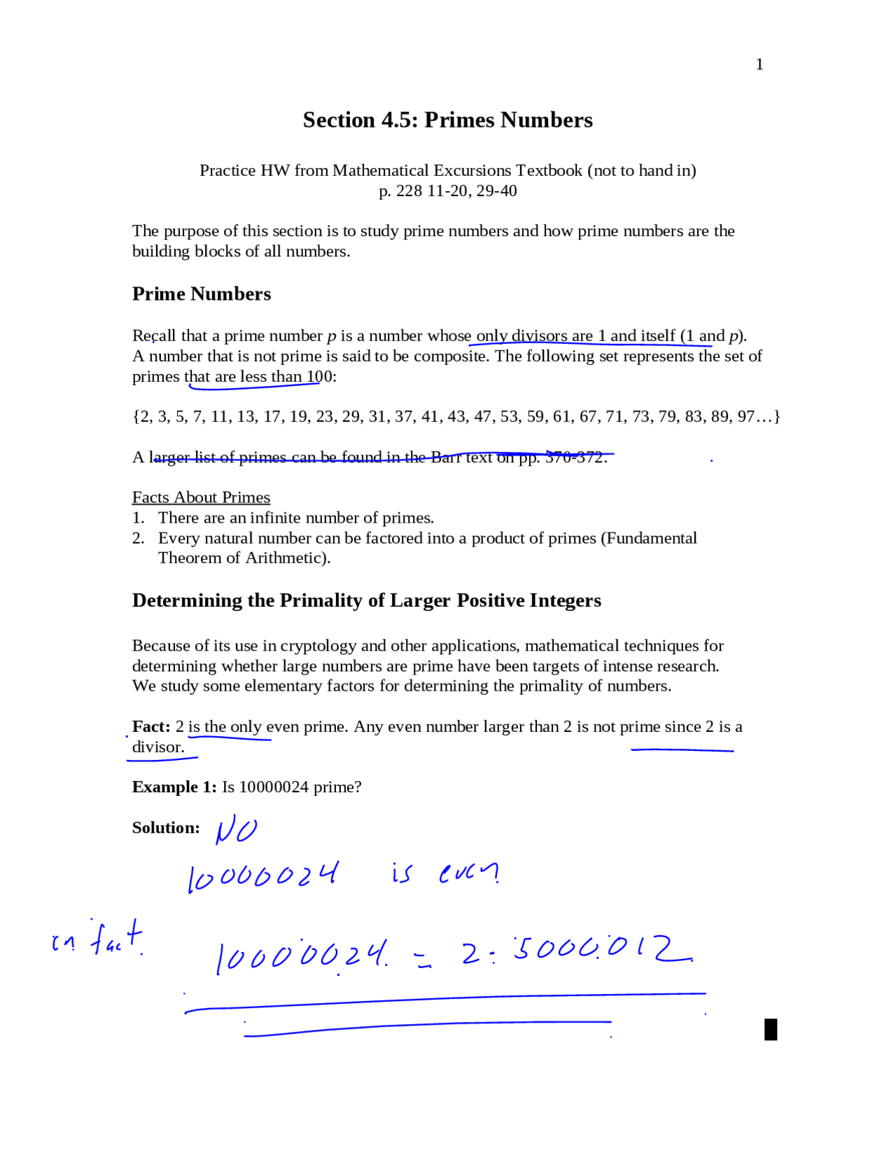 Primes Numbers - Resolution for Practice Homework | MATH 116 | Study ...