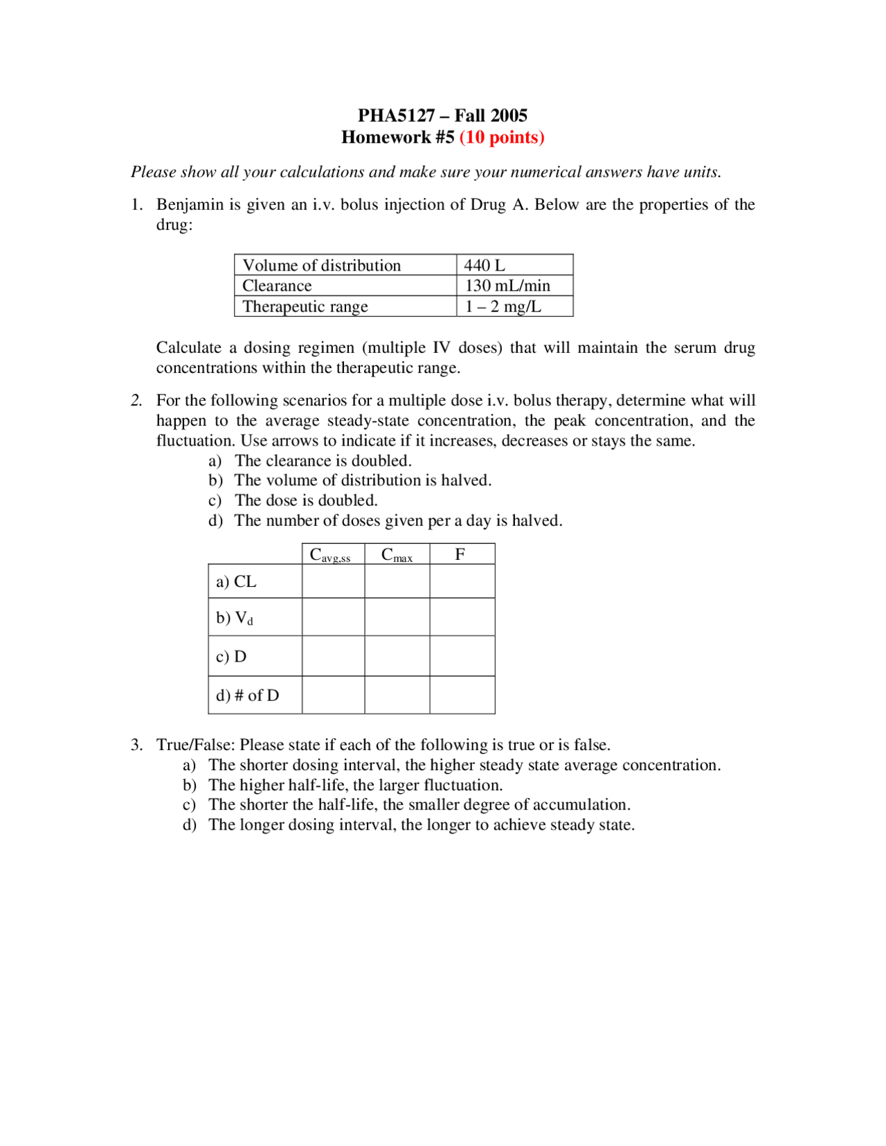 Practice Problem Set 5 Dose Optimization 1 Pha 5127 Docsity