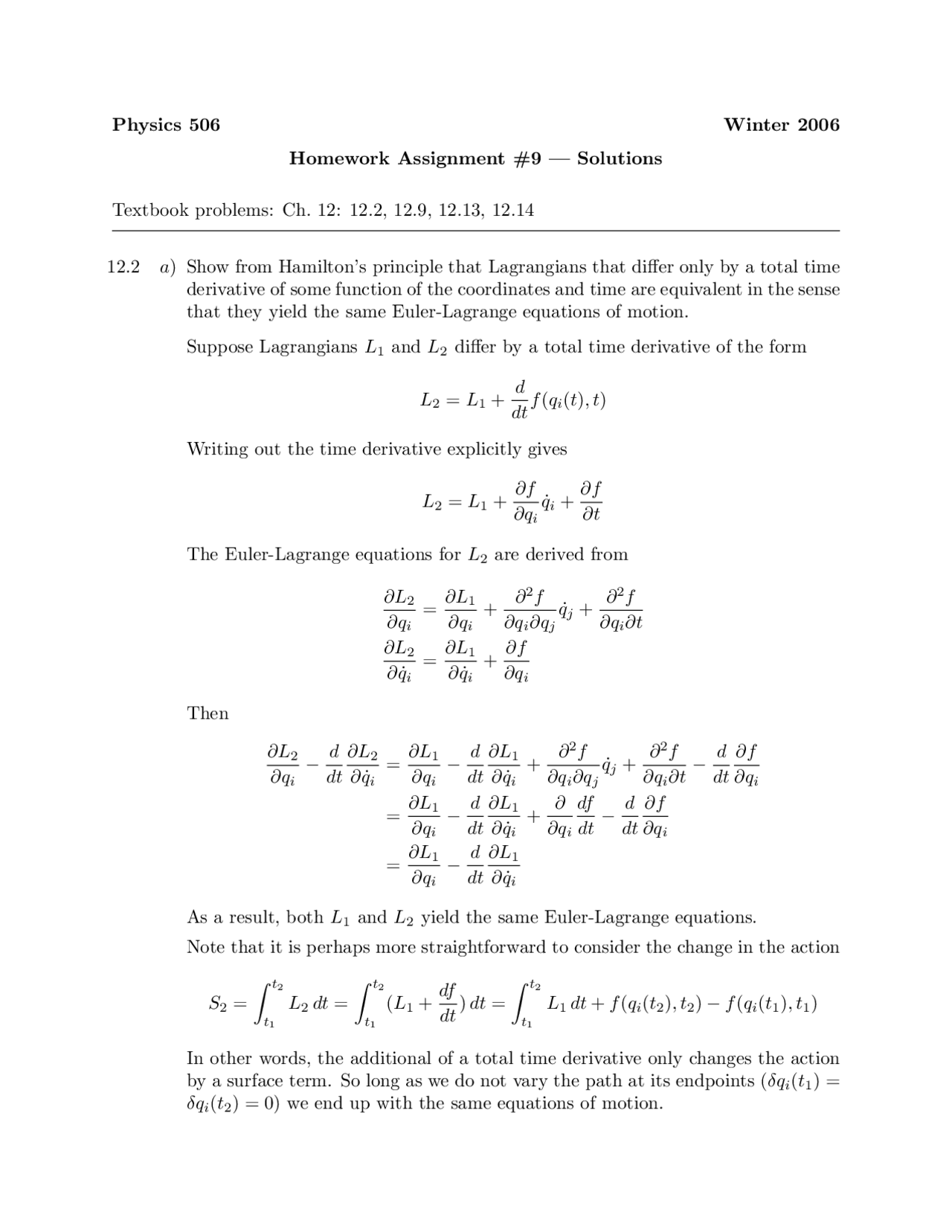 Solutions For Assignment 9 On Electricity And Magnetism Ii Physics
