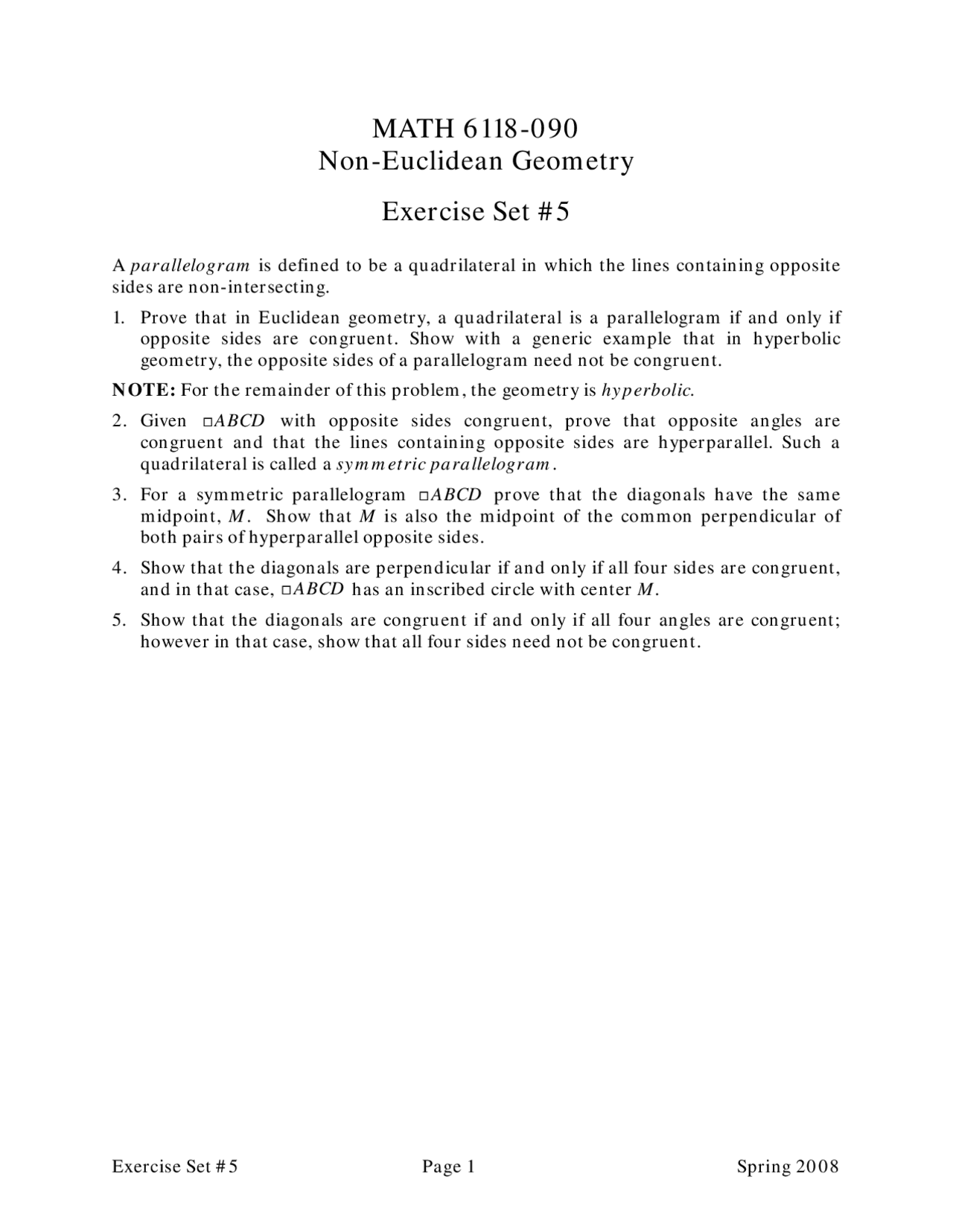 Parallelogram Exercises With Solution Math 6118 Docsity