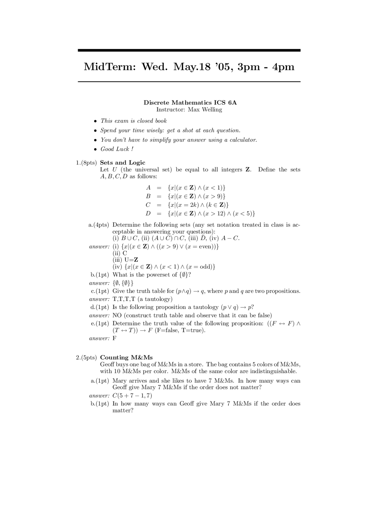 Solution To Midterm Exam Linear Algebra Math 6 Docsity