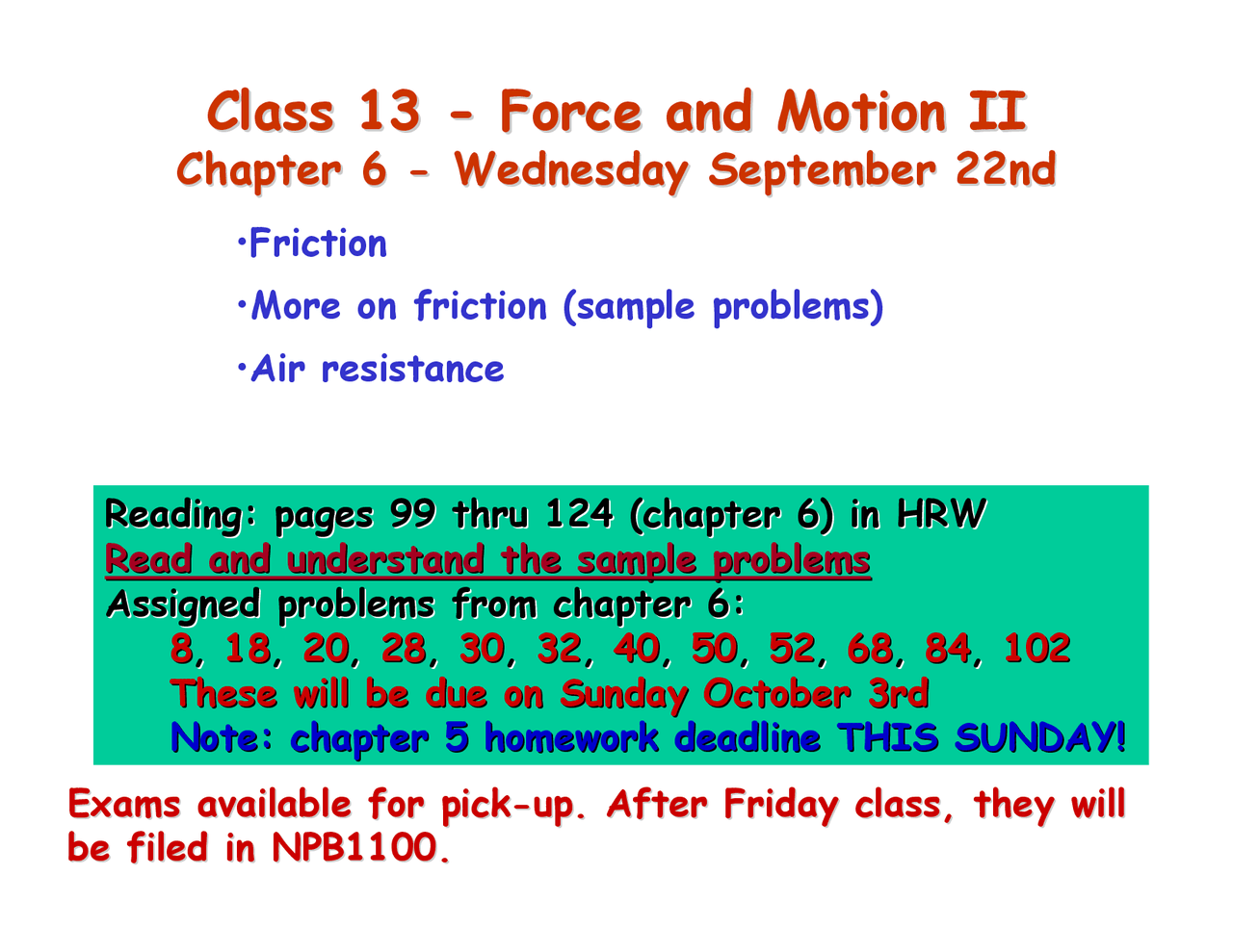 Lecture Slides On Force And Motion Ii Friction Air Resistance Phy