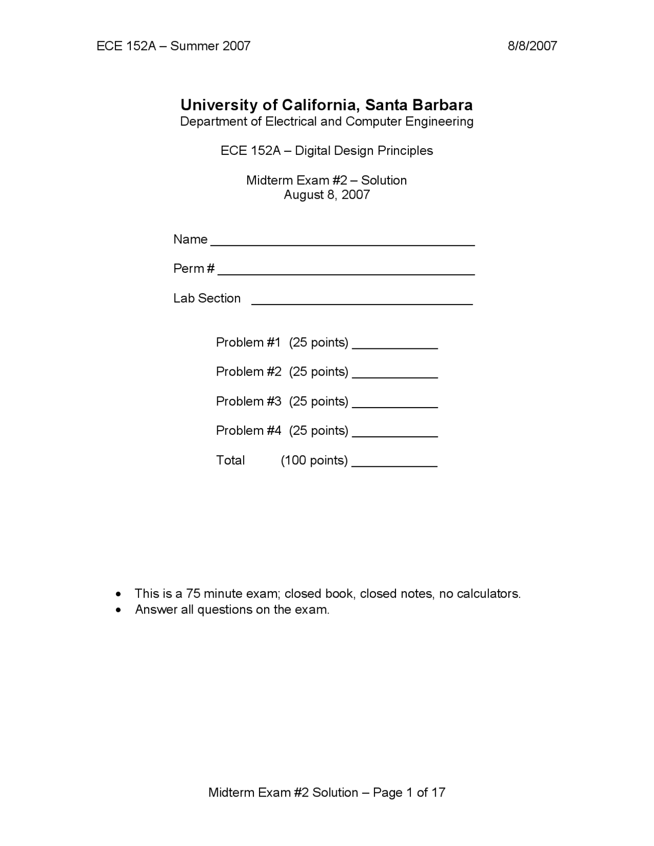 Midterm Exam 2 Solution Neurobiology Ii Mcdb 152 Docsity