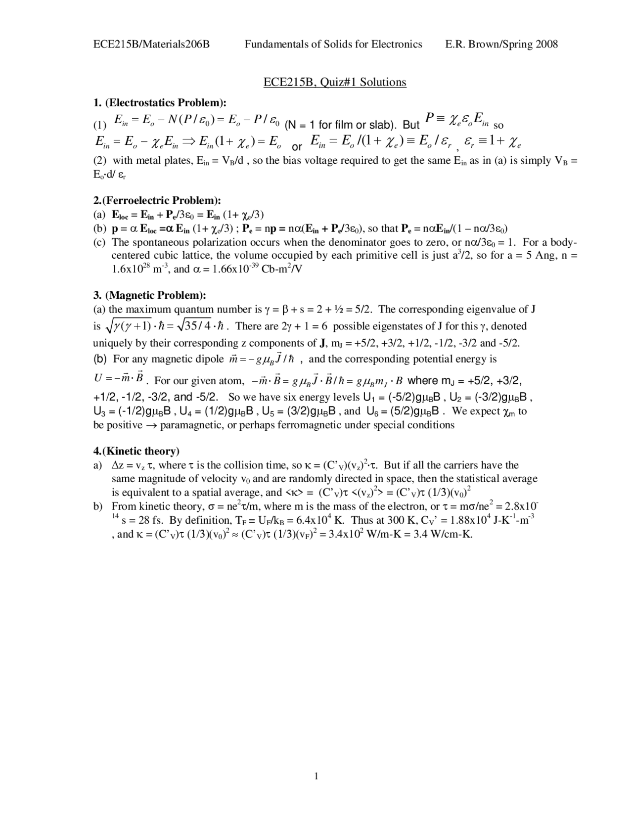Quiz 1 Questions With Solutions Fundamentals Of Solids For