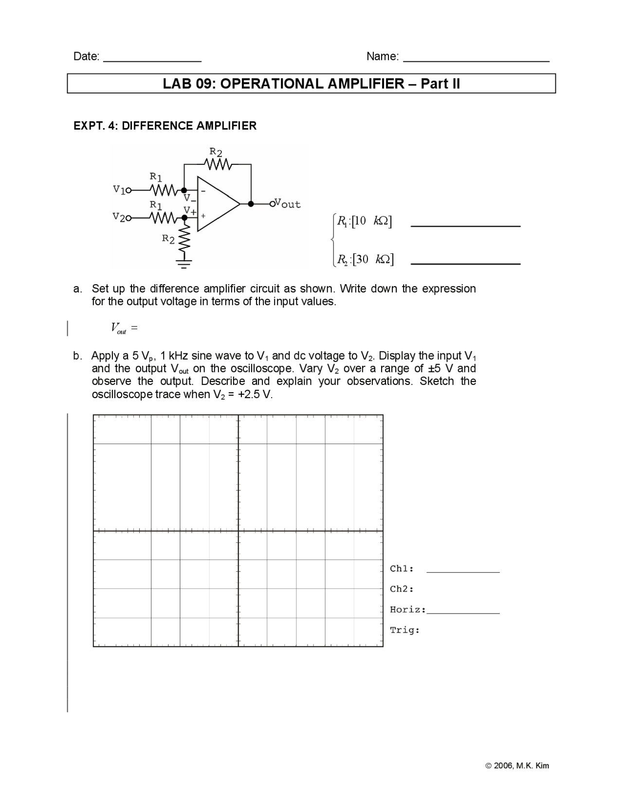 Lab 9: Operational Amplifier - Electronics and Test Instrumentation ...