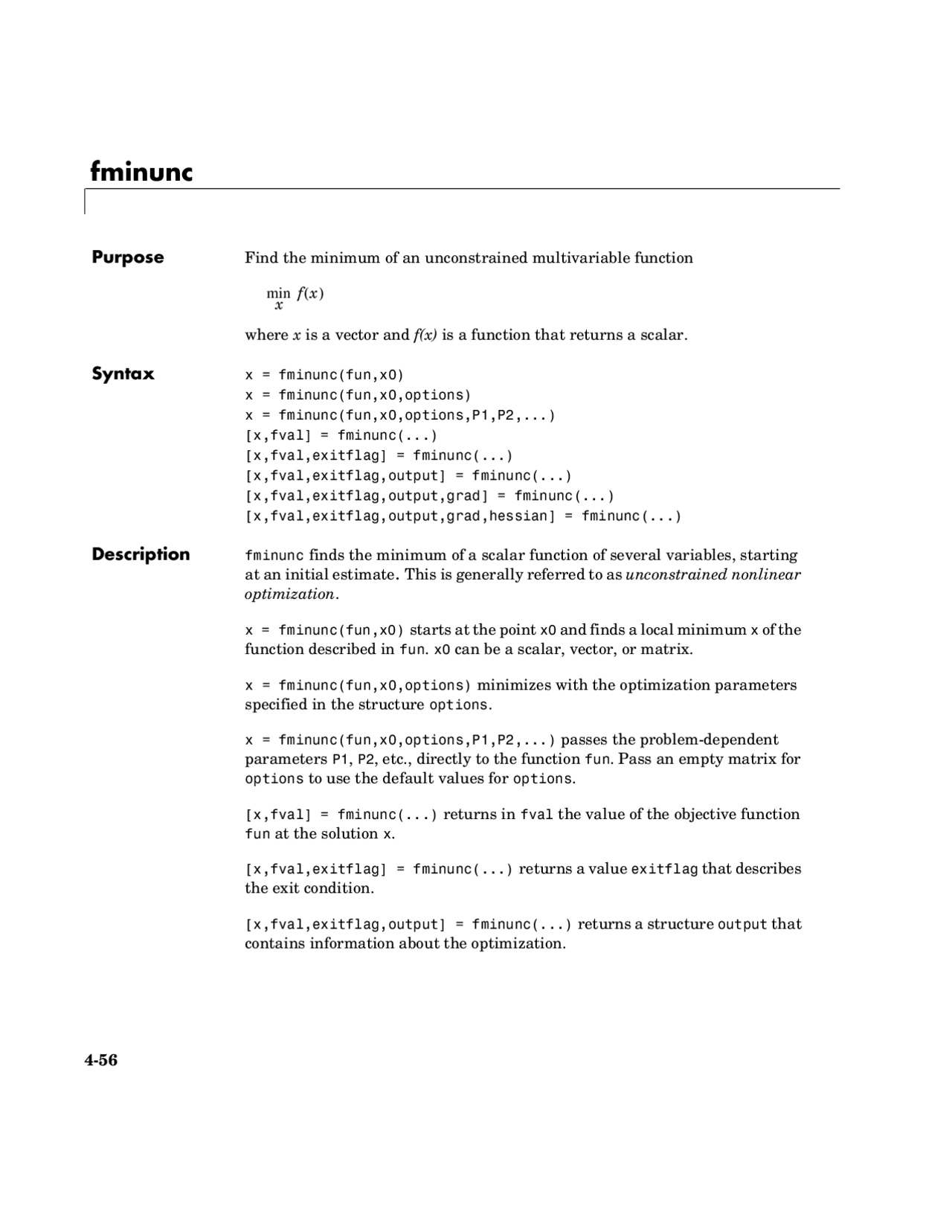 Optimizing Multivariable Function Minimization with fminunc in MATLAB | Exams Engineering | Docsity