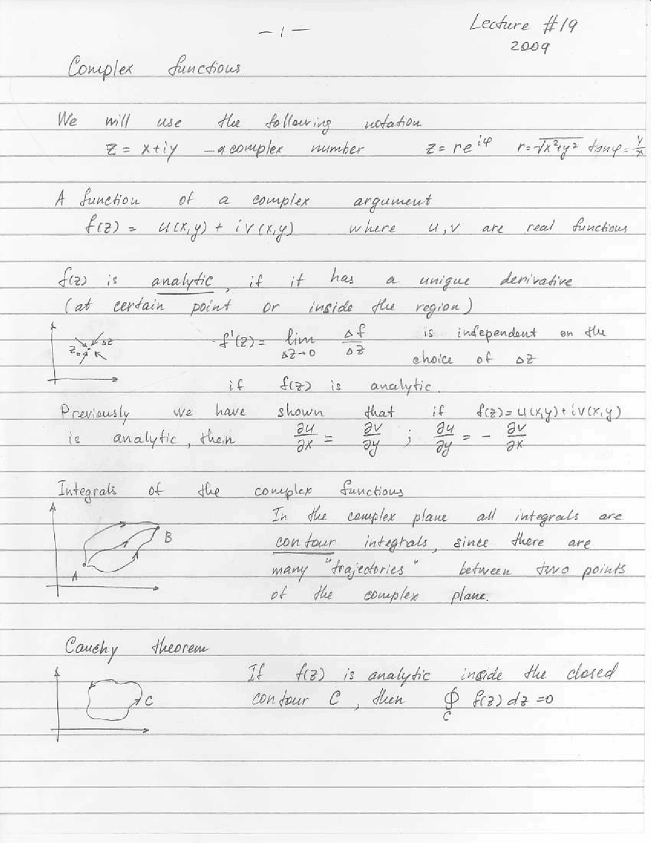 Handwritten Notes On Complex Function Phys 475 Docsity