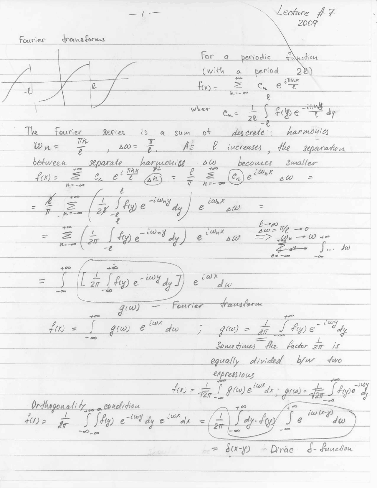 Fourier Transforms Handwritten Notes Phys 475 Docsity