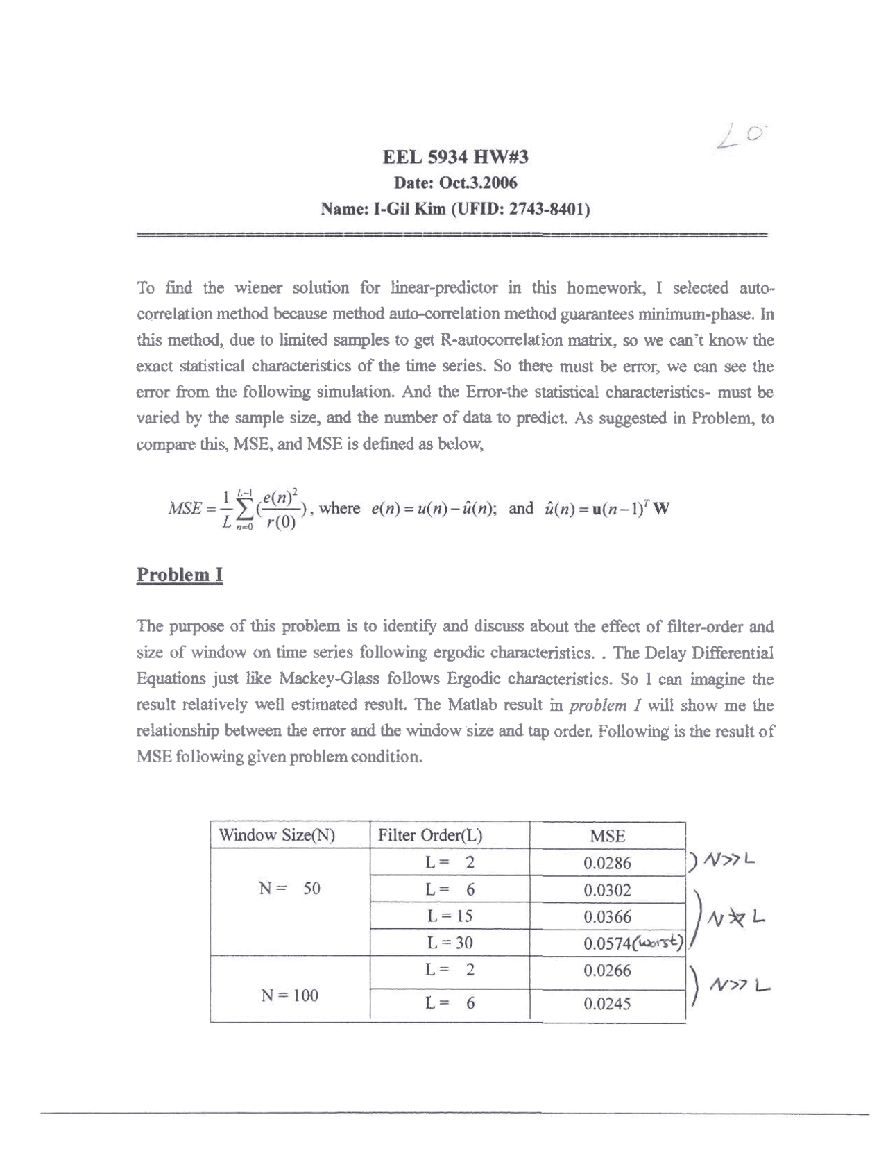 Homework 3 For Adaptive Signal Process Eel 6502 Docsity