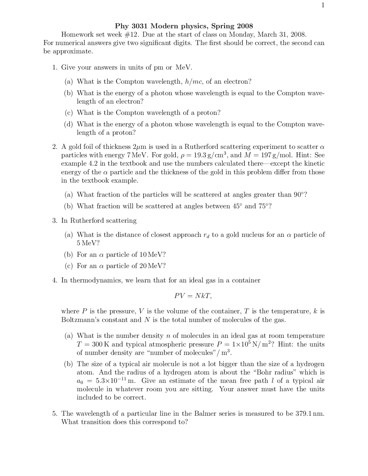 5 Problems on Wavelength of Electrons in Modern Physics - Assignment ...