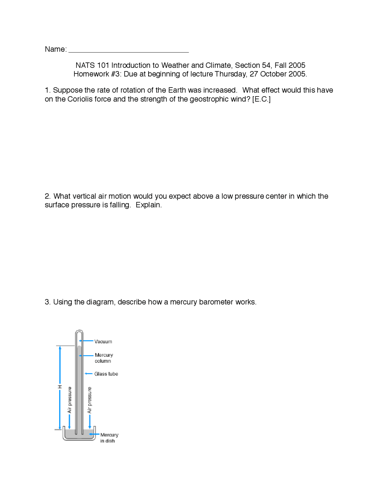 Homework 3 Questions For Introduction To Weather And Climate Nats 101