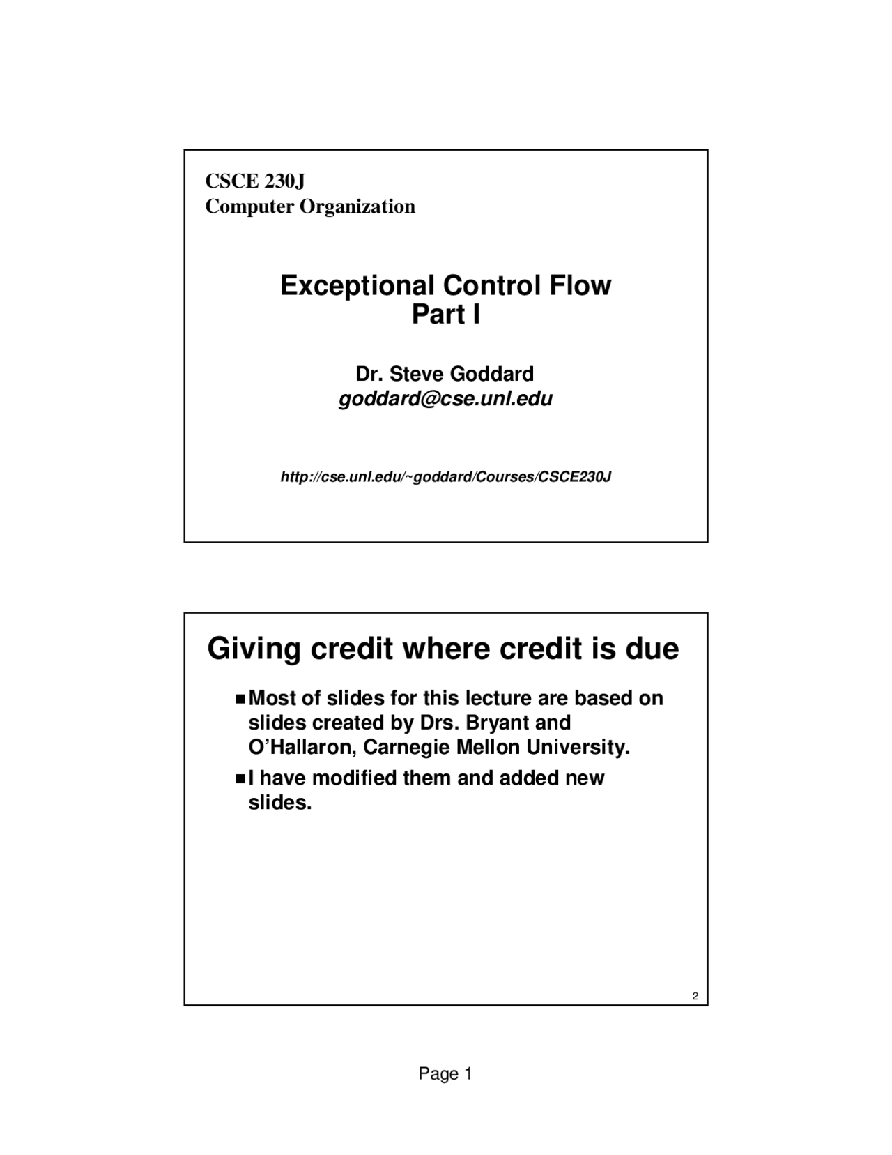 Exceptional Control Flow Lecture Slides Csce 230 Docsity 6043