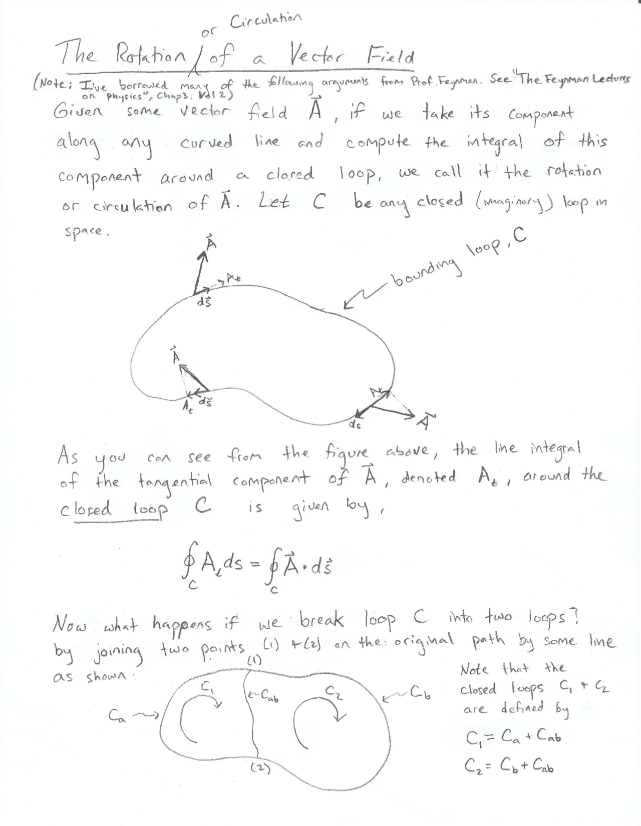 Handwritten Notes On The Rotation Of A Vector Field Phys 24 Docsity
