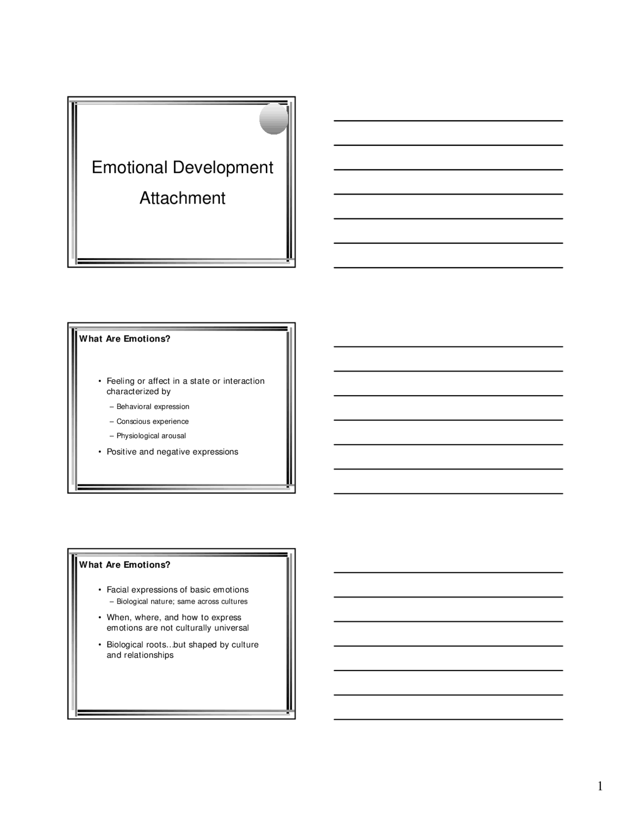 Emotional Development Attachment Lecture Slides Psyc 230 Docsity